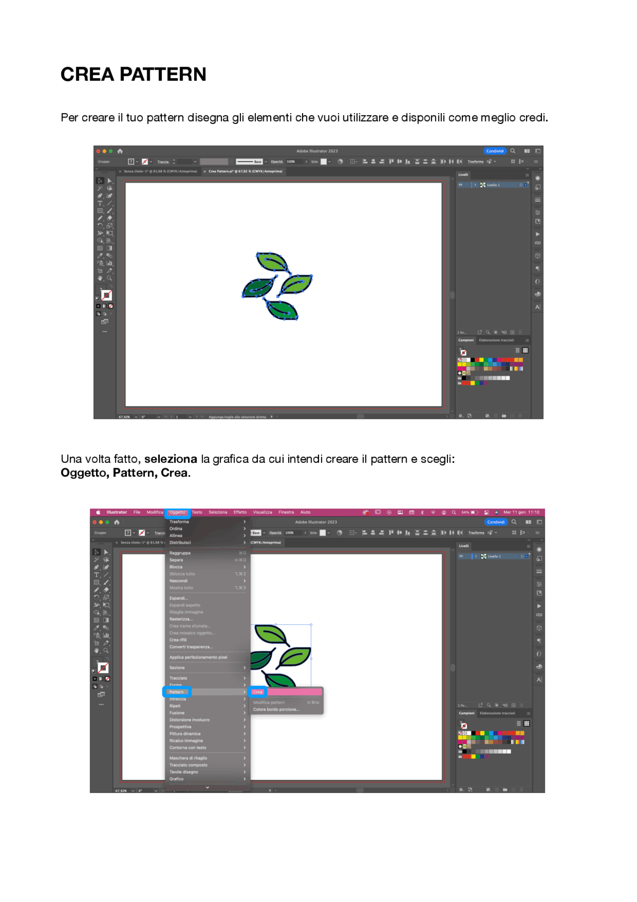 Crea Pattern con il sw Adobe Illustrator | Schemi e mappe concettuali di Laboratorio di grafica ...