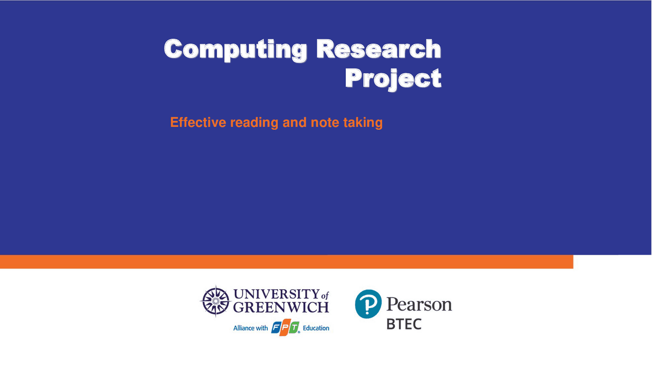 Effective Reading And Note Taking Lecture Notes Data Compression