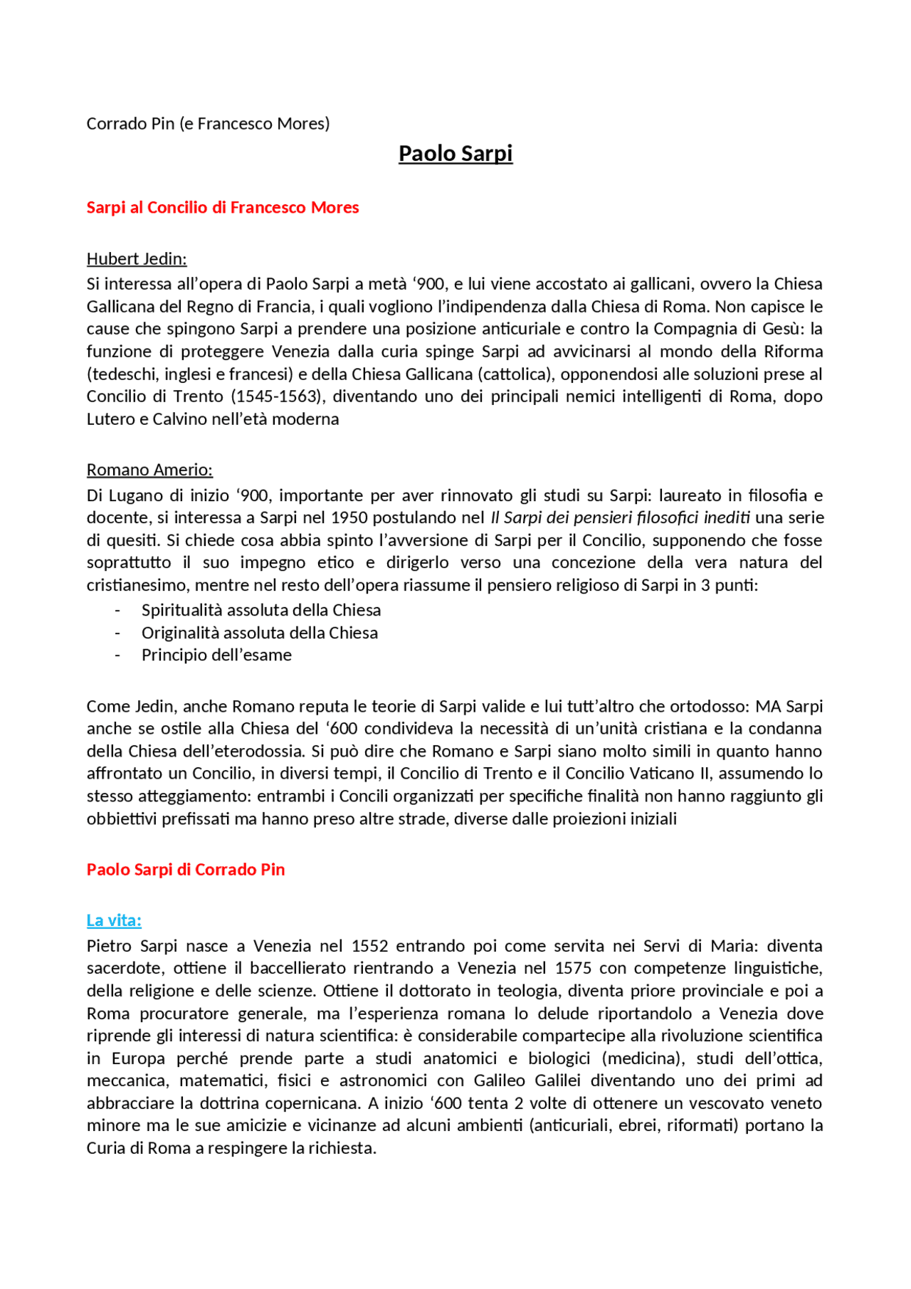 Paolo Sarpi, Corrado Pin | Sintesi del corso di Storia della Chiesa ...