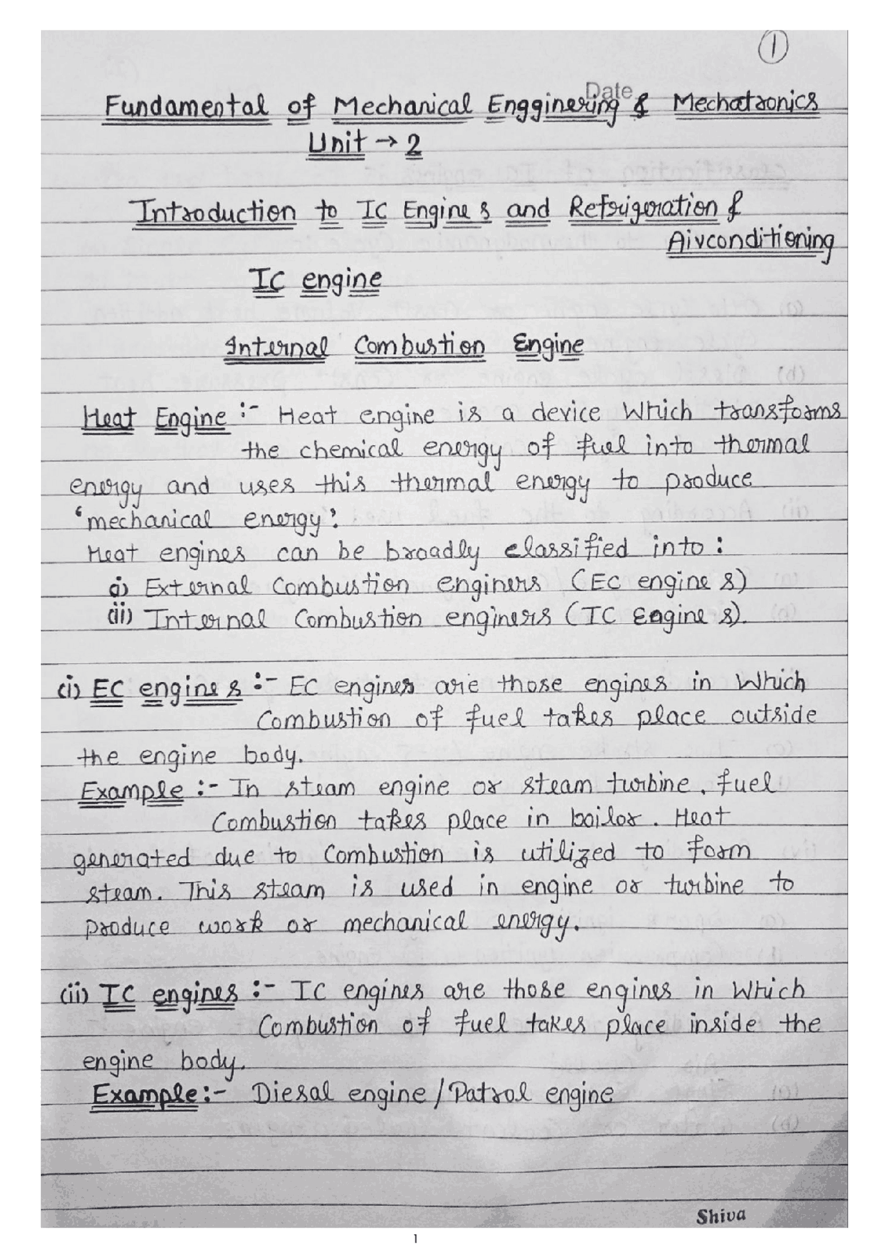 Introduction to IC Engine | Schemes and Mind Maps Mechanical Engineering | Docsity