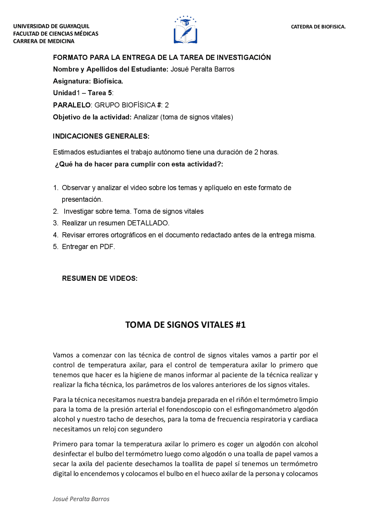 Toma De Signos Vitales Apuntes De Biofísica Docsity