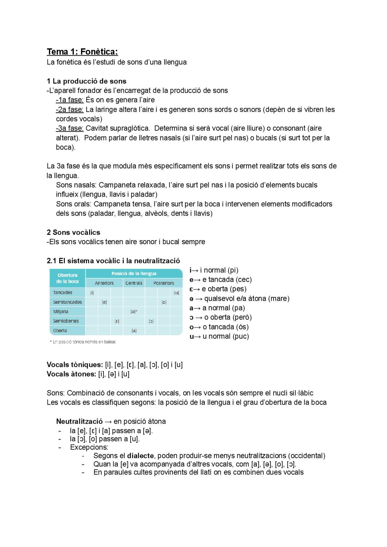 Unitat 1 Els Sons De La Llengua Apuntes De Catalán Docsity