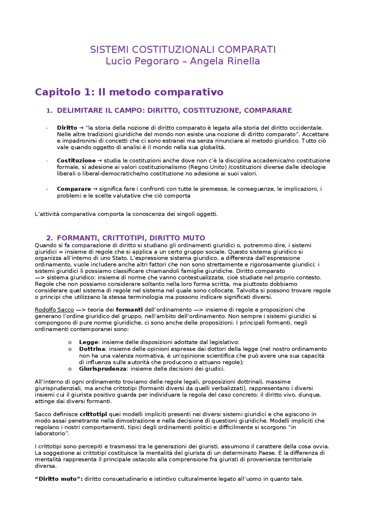Sistemi Costituzionali Appunti Di Diritto Pubblico Comparato Docsity