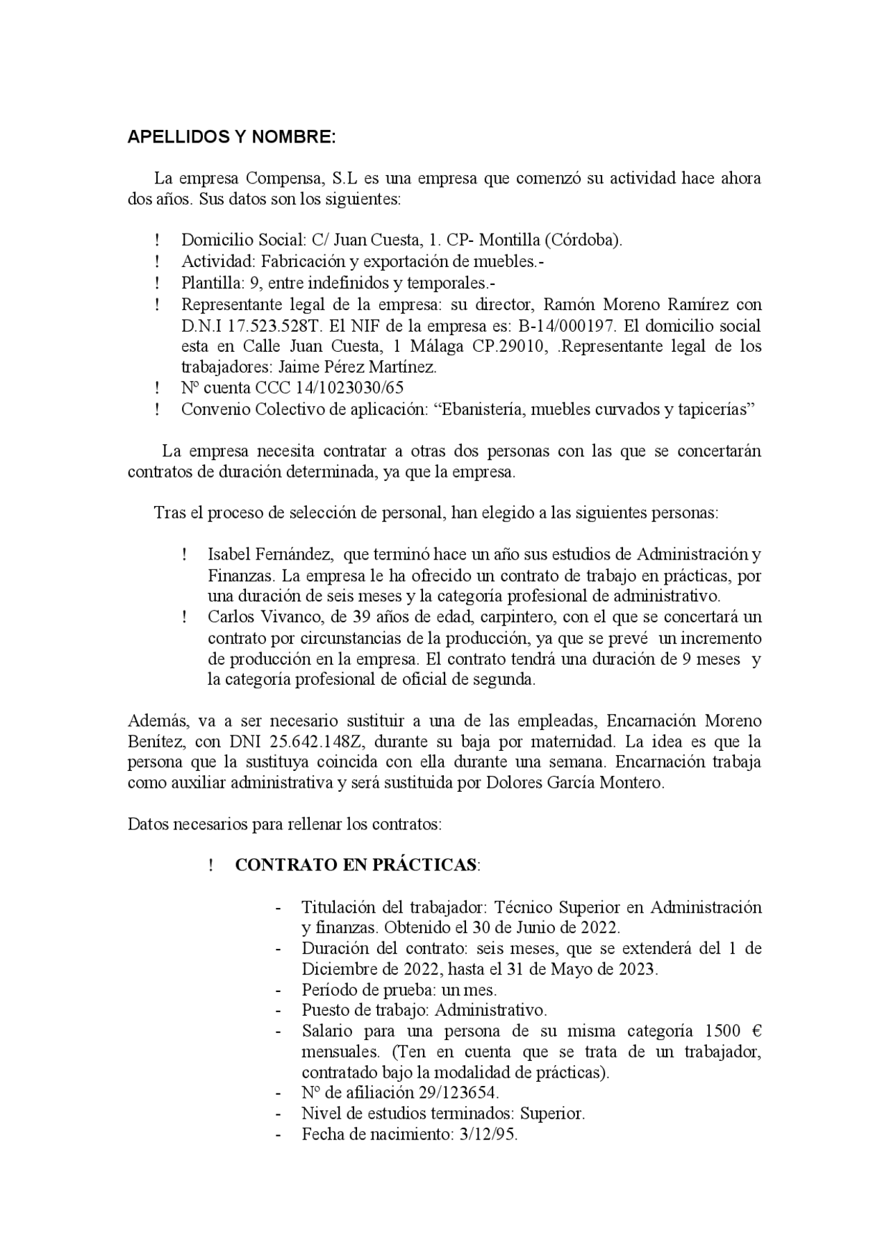 Ejercicio Sobre Contratos Ejercicios De Derecho Docsity