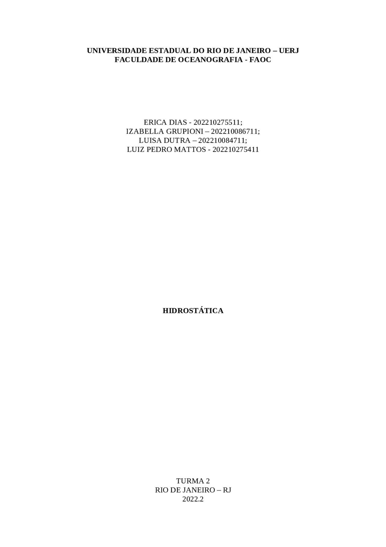 Resumo De Hidrostática Fisica Vi Resumos Física Docsity