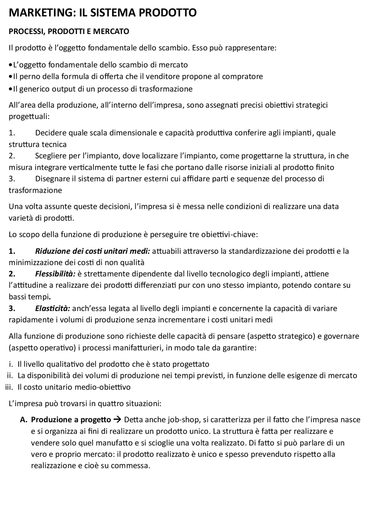 Marketing: il sistema prodotto | Dispense di Marketing | Docsity