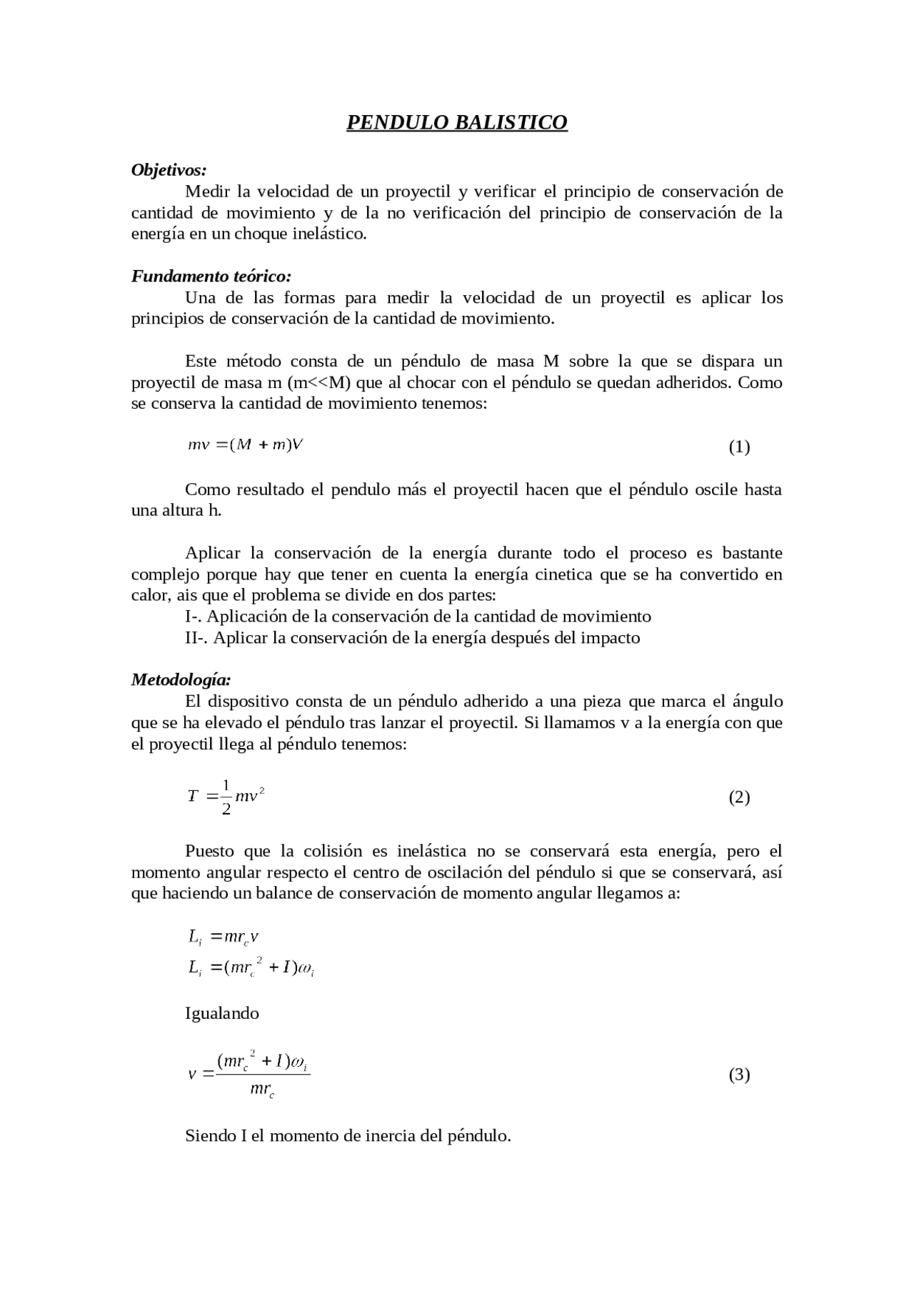 Experimento de pendulo balistico | Guías, Proyectos, Investigaciones de ...