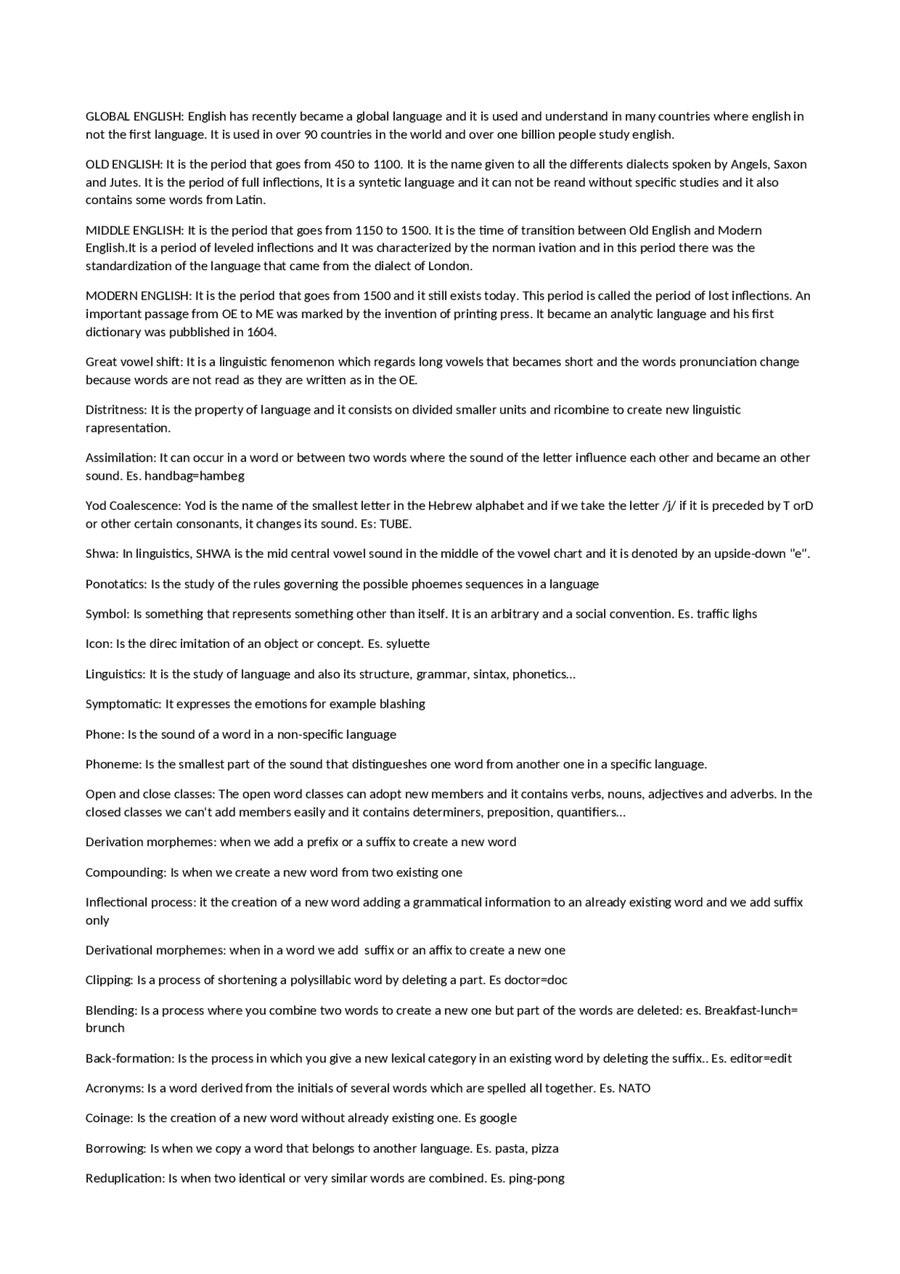 Domande Orale Inglese 1b Prove Desame Di Lingua Inglese Docsity
