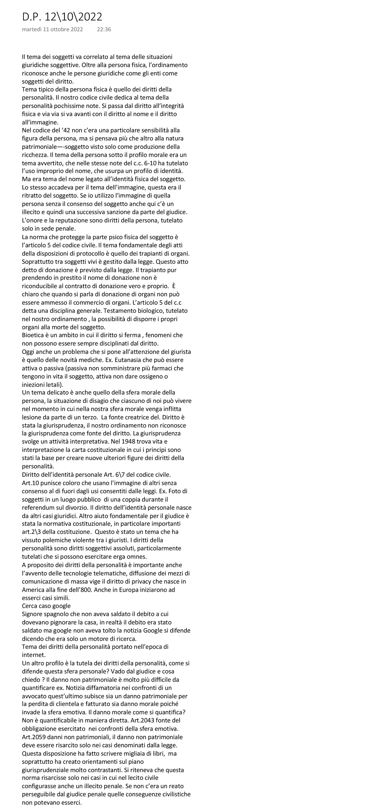 Persone E Soggetti Di Diritto Appunti Di Diritto Privato Docsity