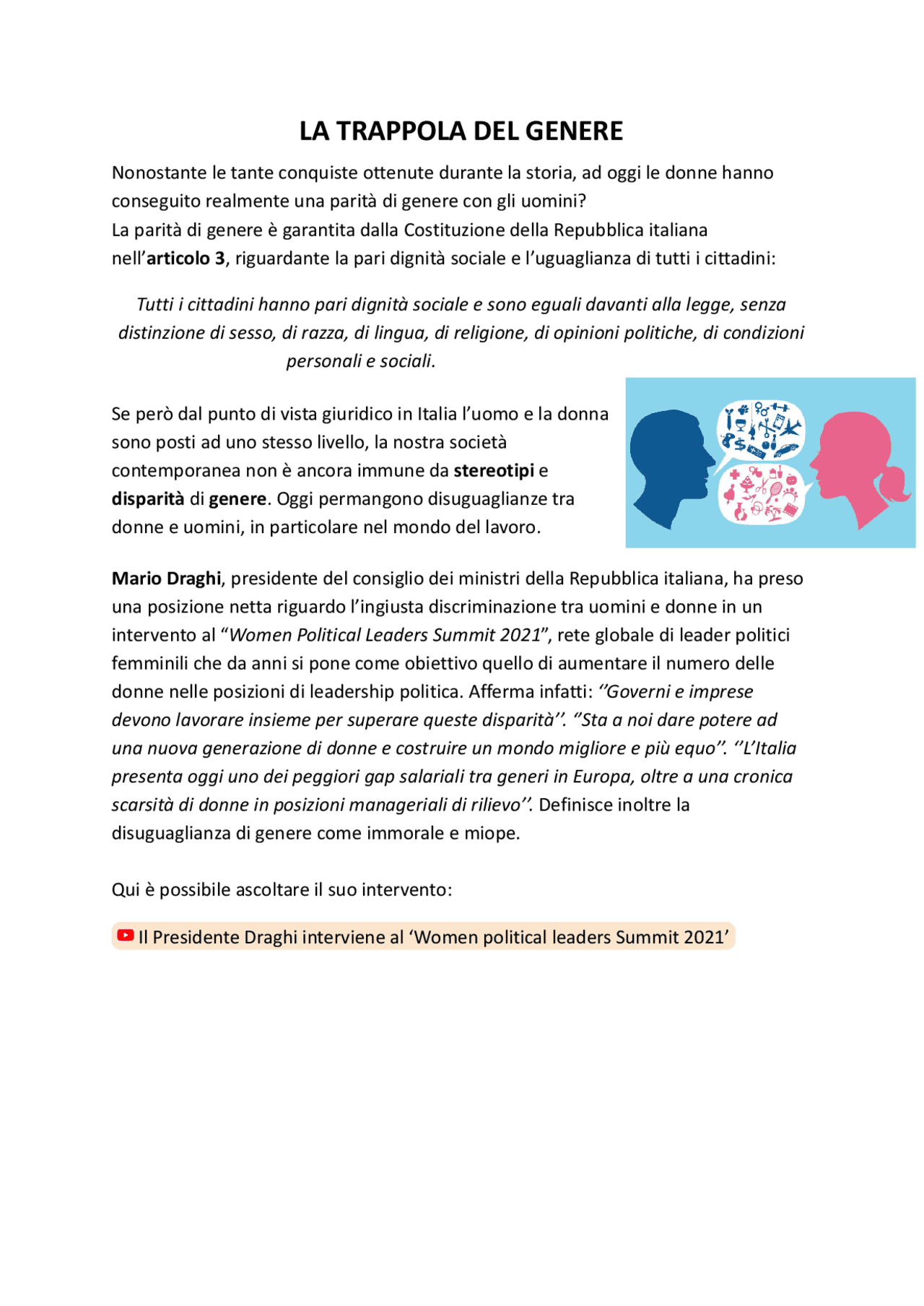 La trappola del genere | Guide, Progetti e Ricerche di Italiano | Docsity
