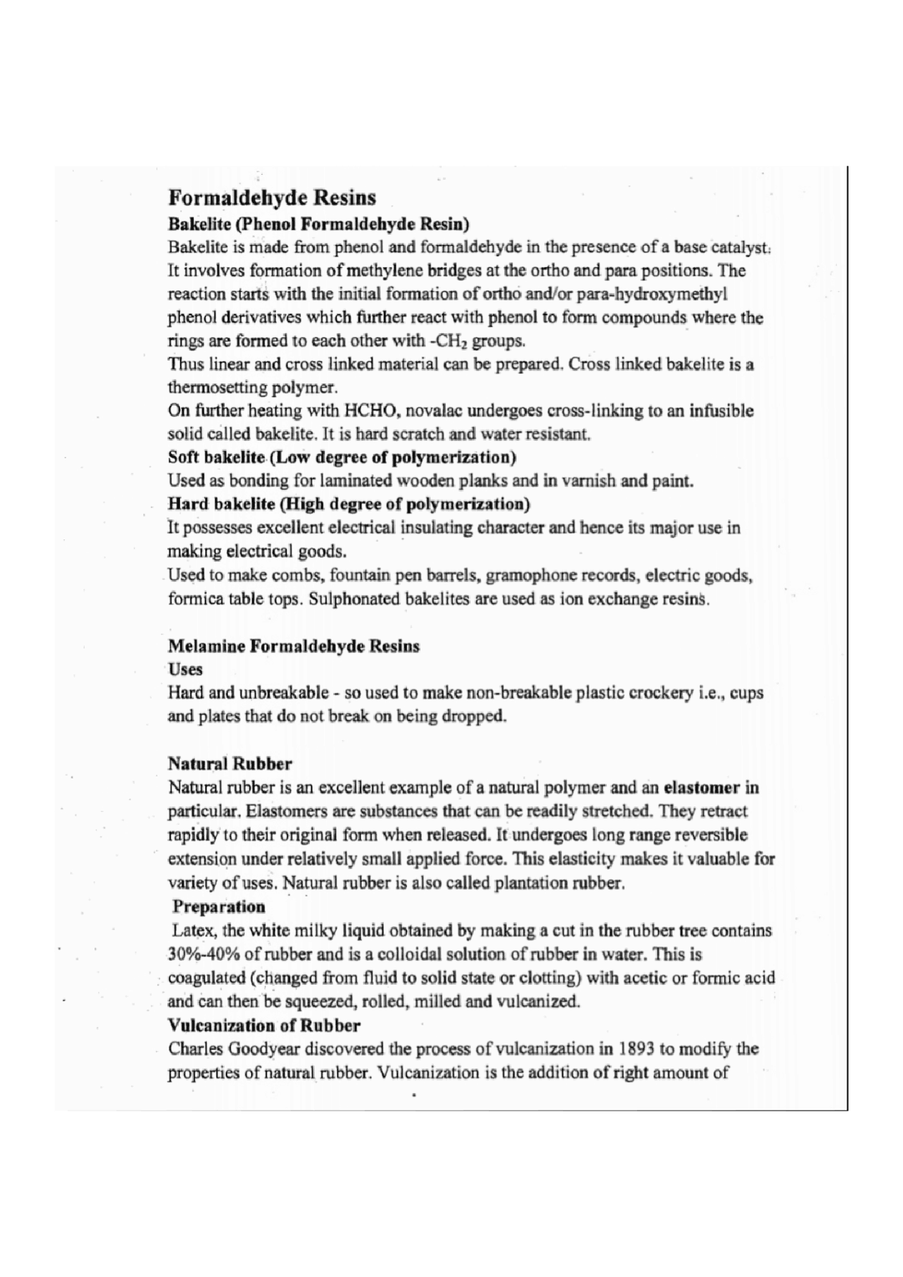 Formaldehyde property | Study notes Chemistry | Docsity