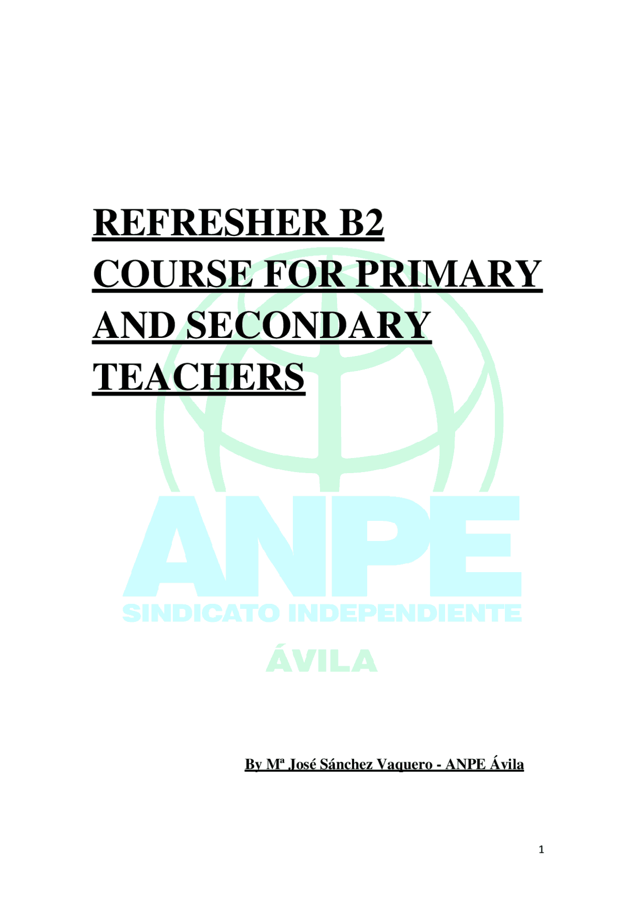 Refresher B2 Anpe Curso Ejercicios De Idioma Inglés Docsity
