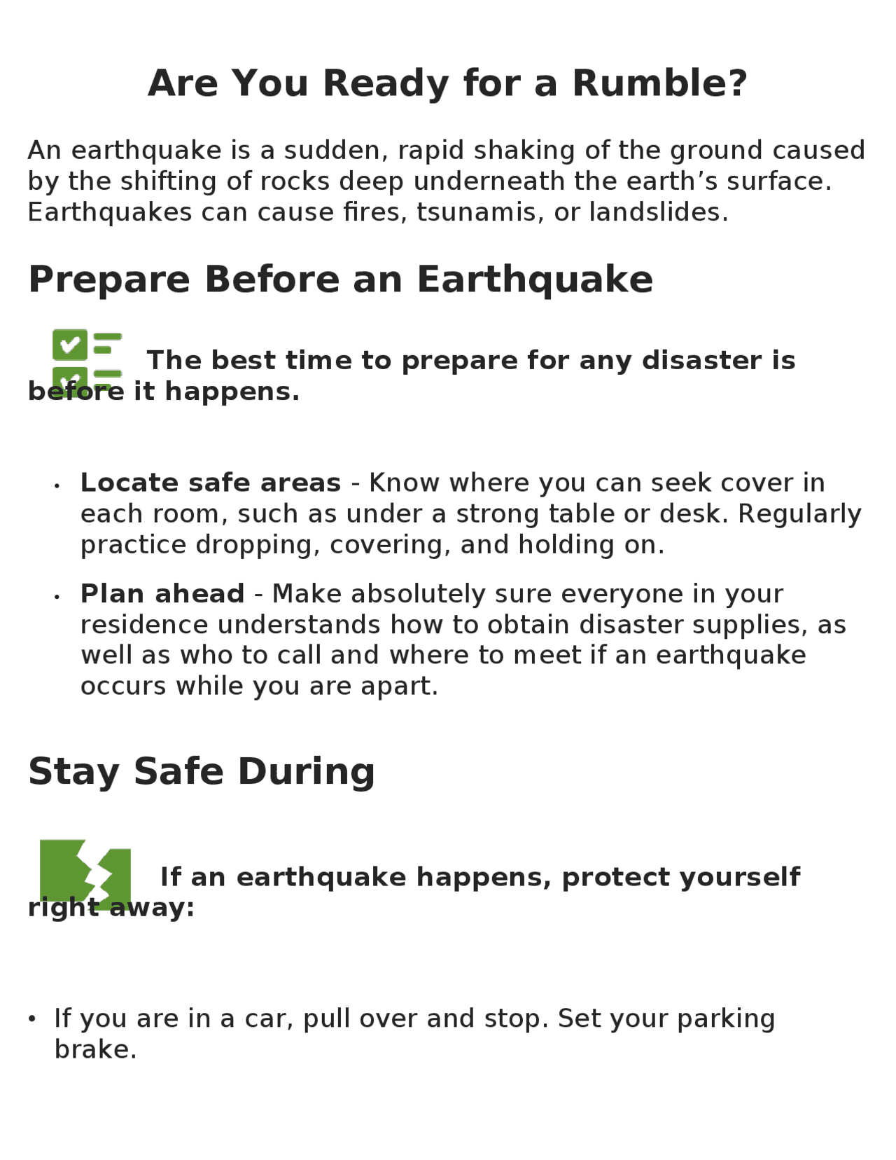 Earthquake Safety Tips | Schemes and Mind Maps Earth science | Docsity