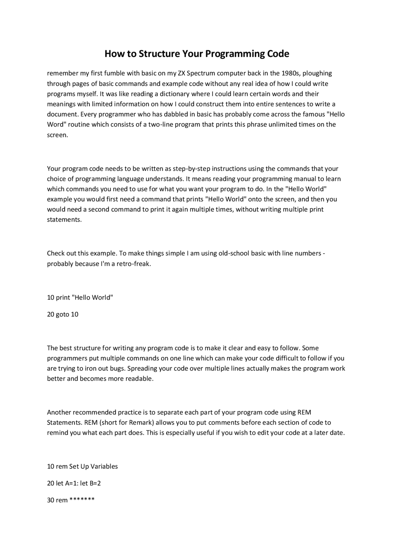 How To Structure Your Programming Code Summaries Computer Science Docsity