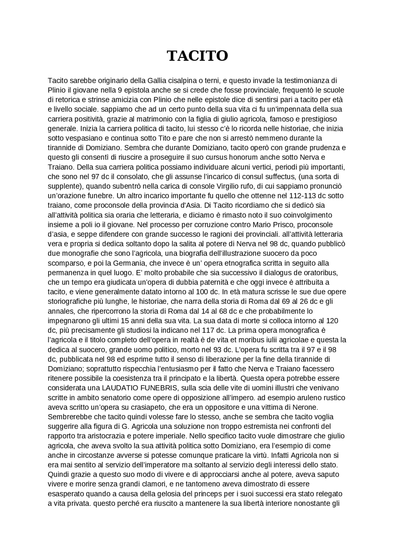 Tutto quello che c'è da sapere su Tacito | Appunti di Latino | Docsity