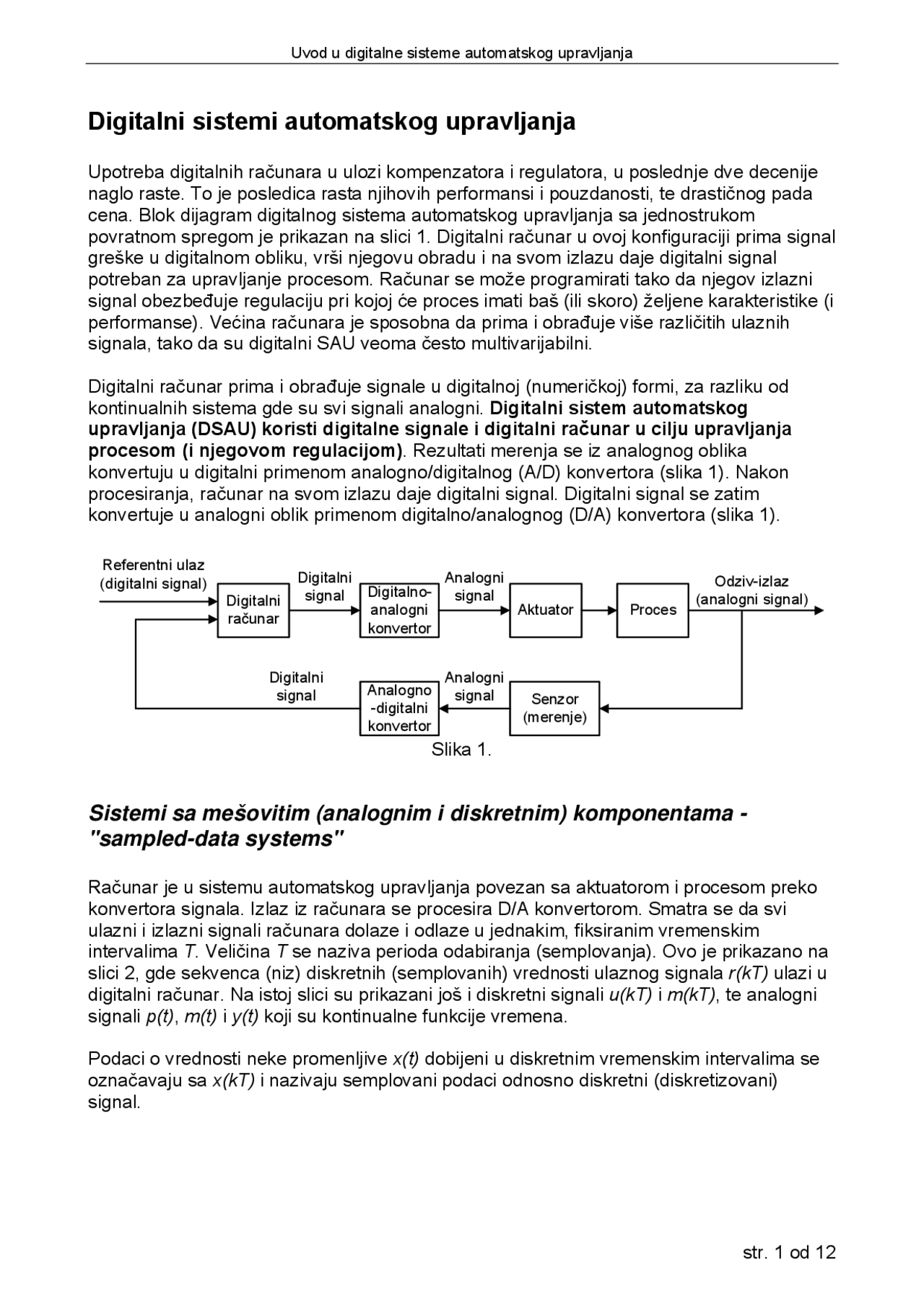 Digitalni Sistemi Automatskog Upravljanja Vežbe Predlog Sistem