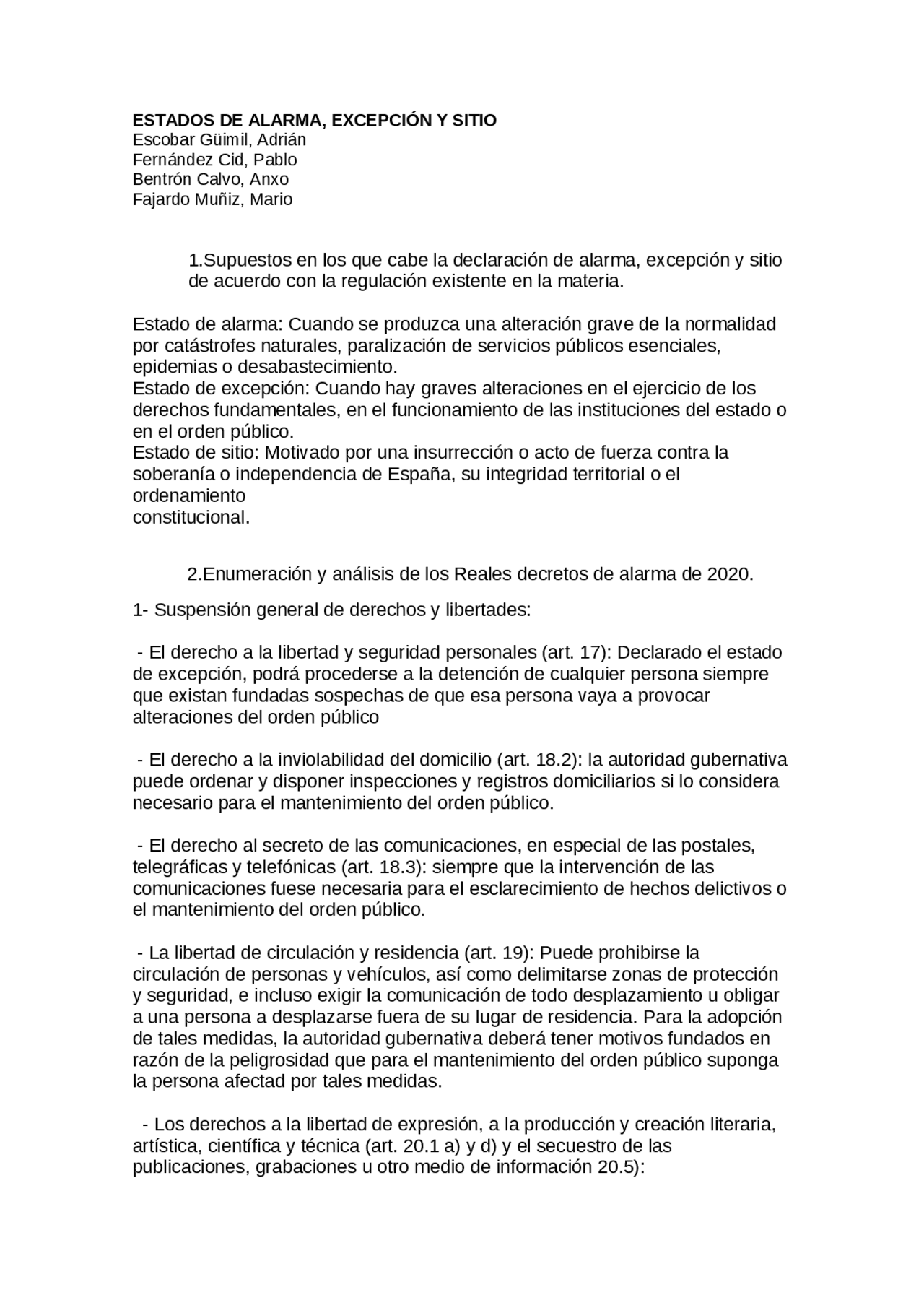 Trabajo Grupal Derecho De La Comunicación Ejercicios De Derecho Docsity