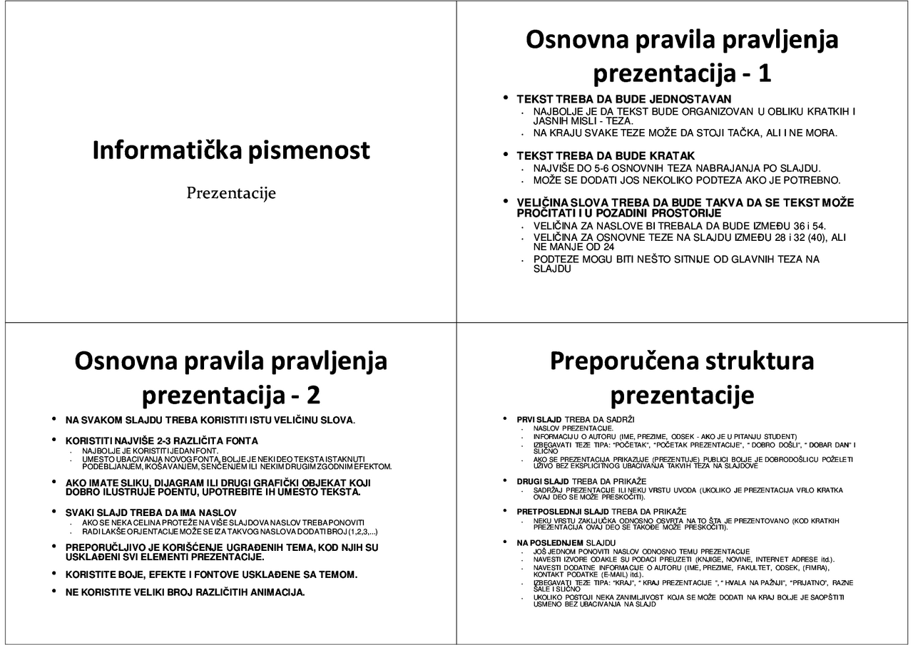 Osnovna pravila pravljenja a pravila pravljenja prezentacija | Vežbe ...