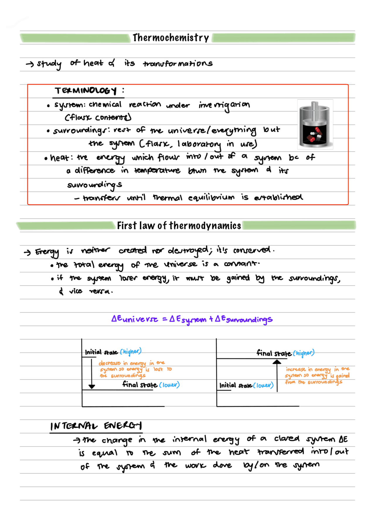 Thermochemistry In Course Cem1000w Lecture Notes Chemistry Docsity