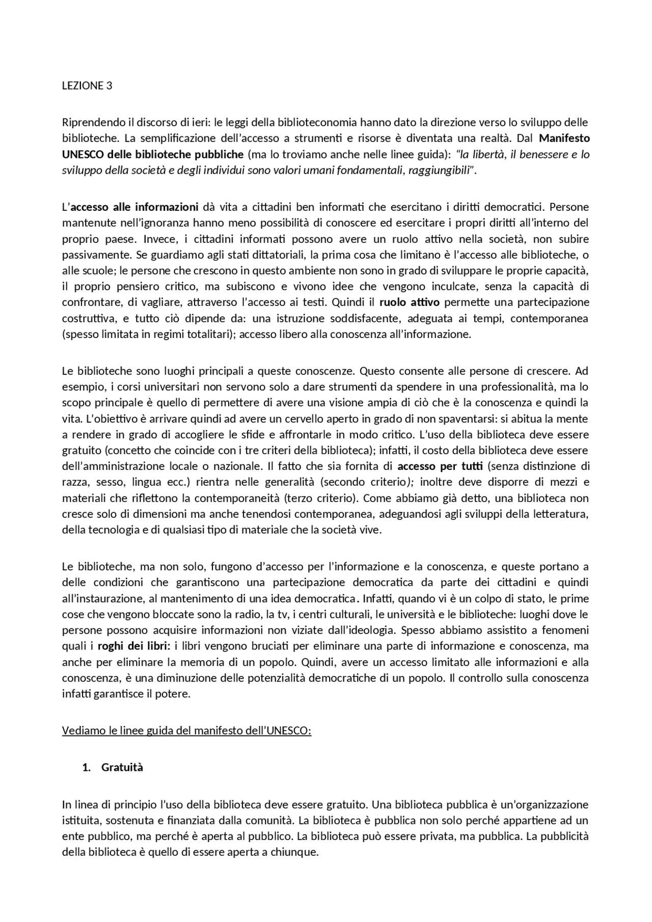Lezione 3 Di Biblioteconomia Appunti Di Biblioteconomìa Docsity
