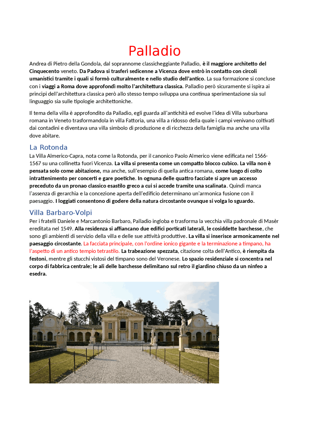 Palladio Appunti Completi Appunti Di Elementi Di Storia Dellarte