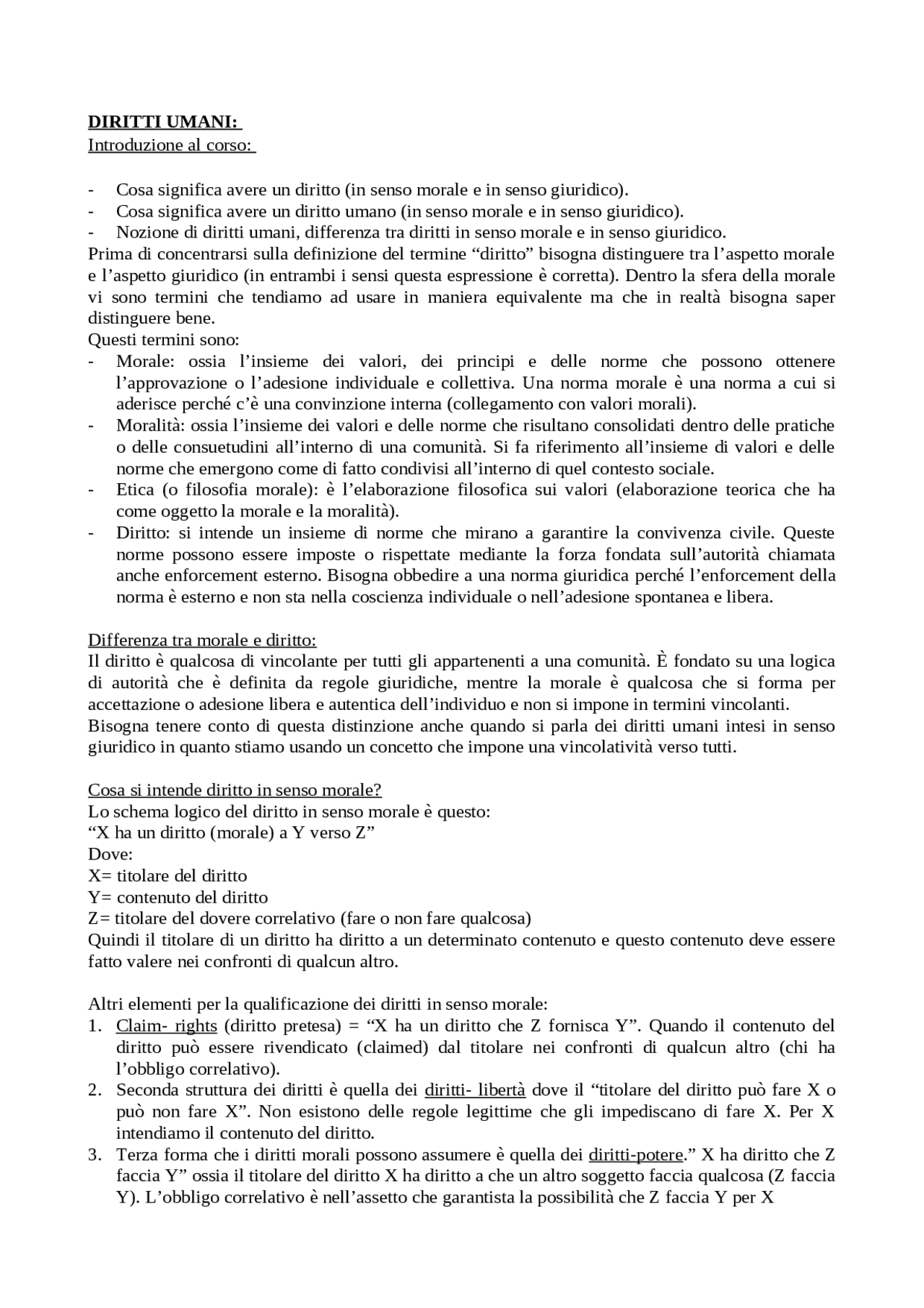 Appunti Presi In Classe Appunti Di Diritti Umani Docsity