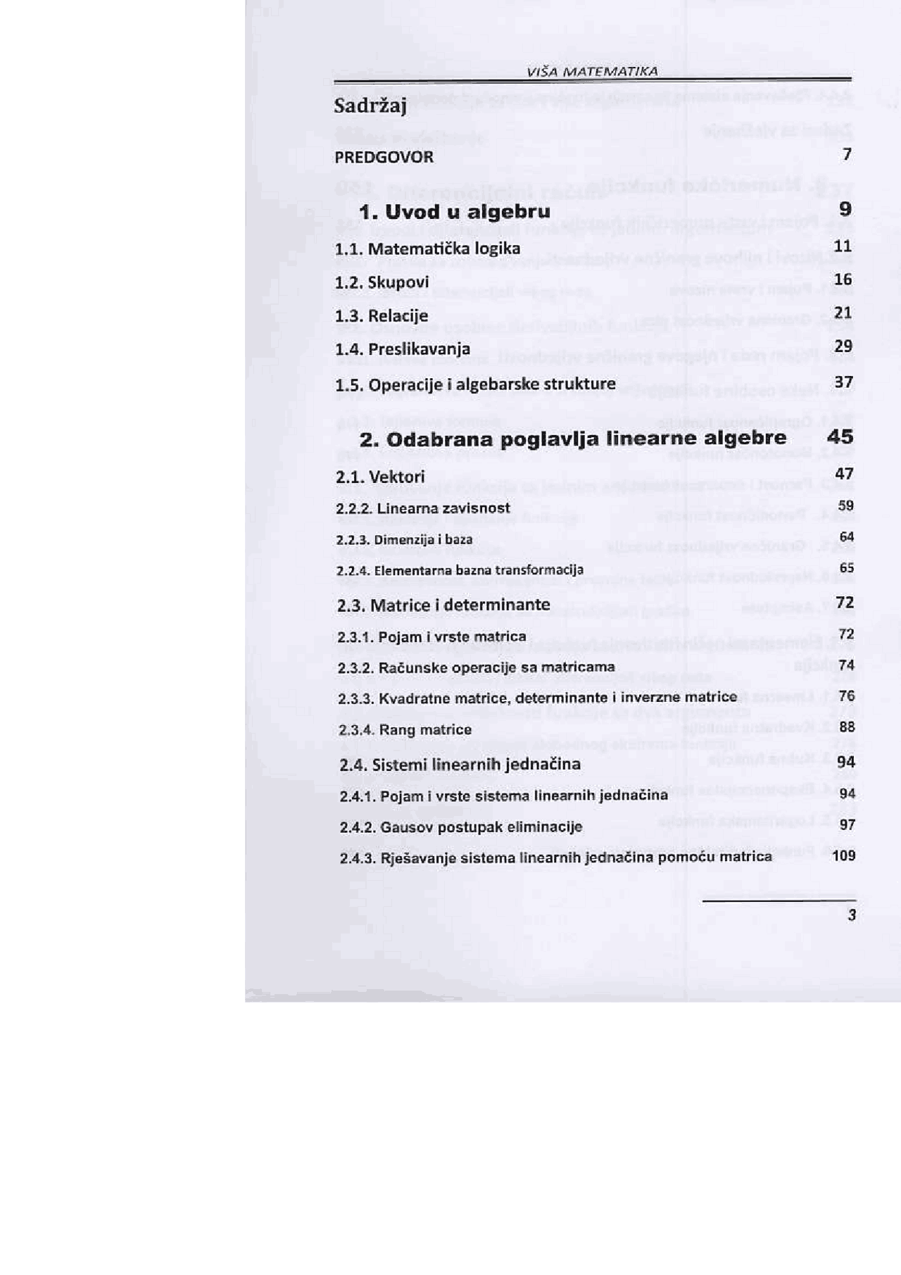 Viša Matematika Rezime Predlog Matematika Docsity