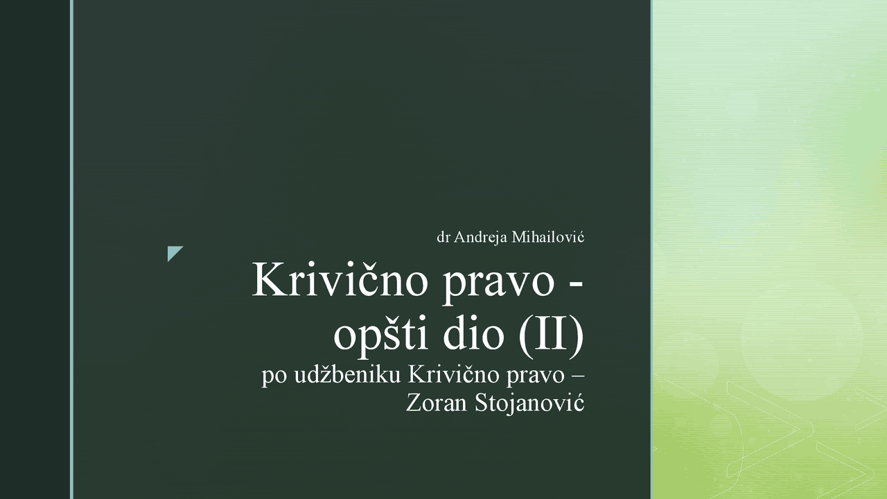 Krivično Pravo Skripte Predlog Krivično Pravo Docsity