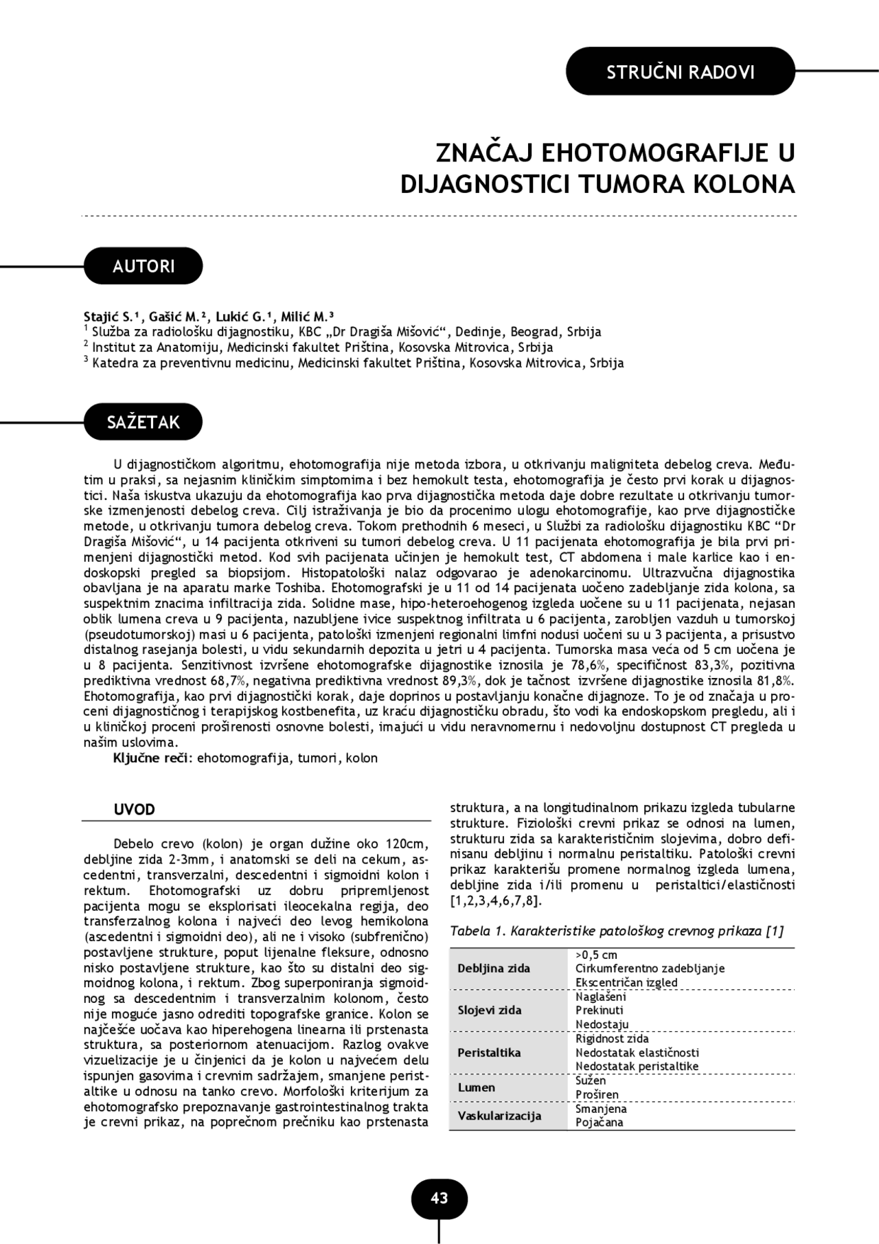 Značaj ehotomografije u dijagnostici tumora | Ispiti' predlog Dijagnostika | Docsity