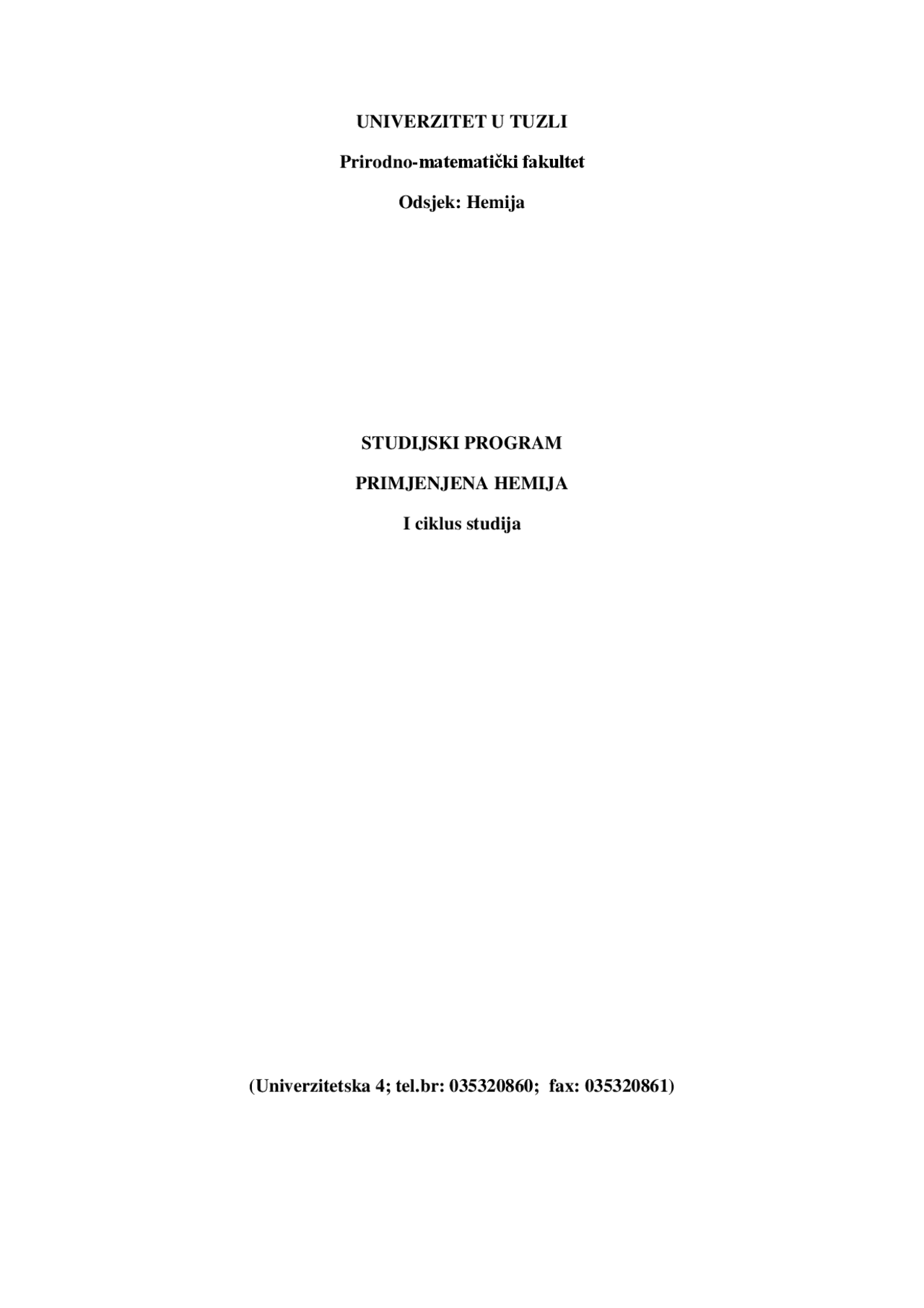 Studijski program primjenjena hemija | Šeme i konceptualne mape' predlog Hemija | Docsity