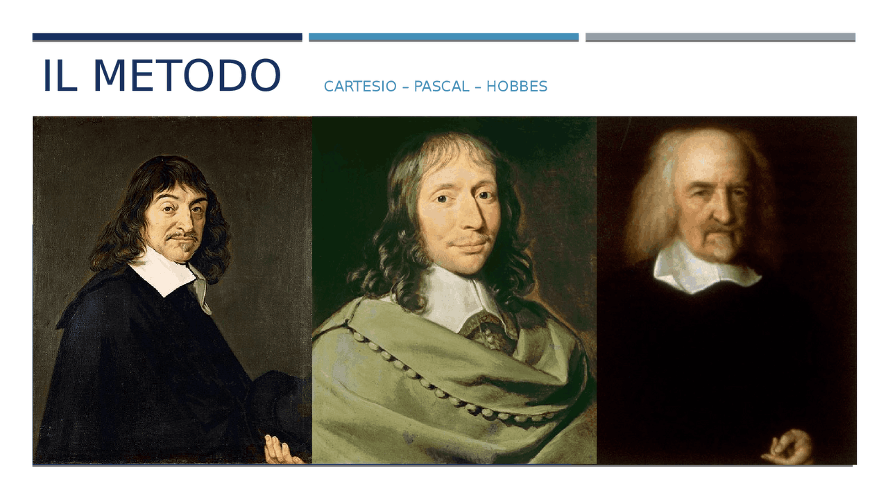 Il Metodo Paragone Tra Cartesio Pascal Hobbes Slide Di Filosofia