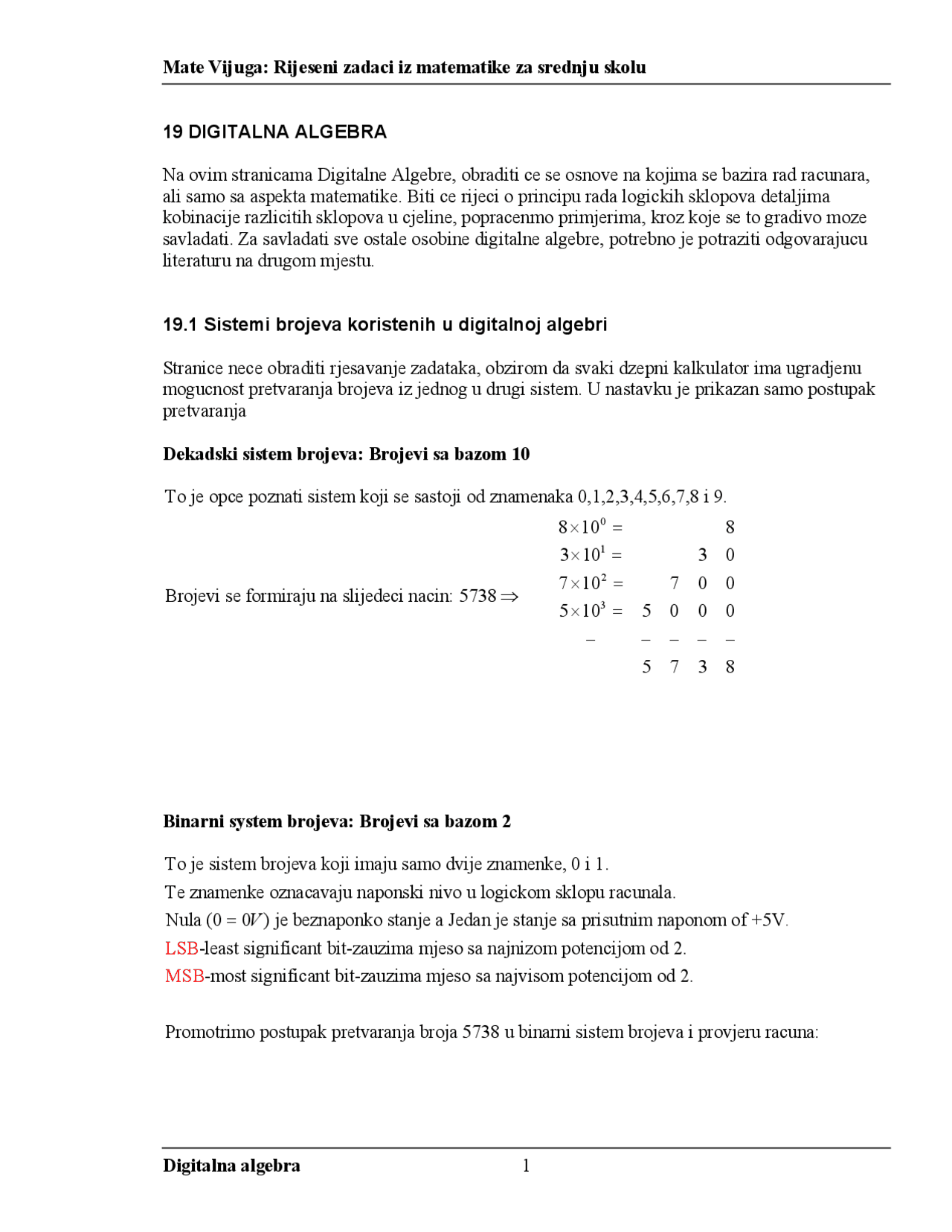 Mate Vijuga: Rijeseni zadaci iz matematike za srednju skolu | Ispiti' predlog Algebra | Docsity