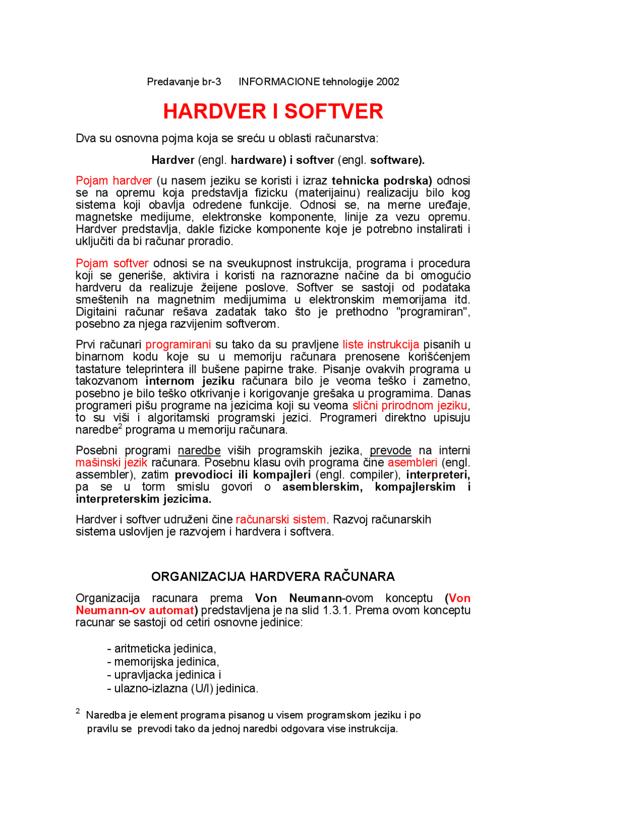 HARDVER I SOFTVER | Šeme i konceptualne mape' predlog Programiranje ...