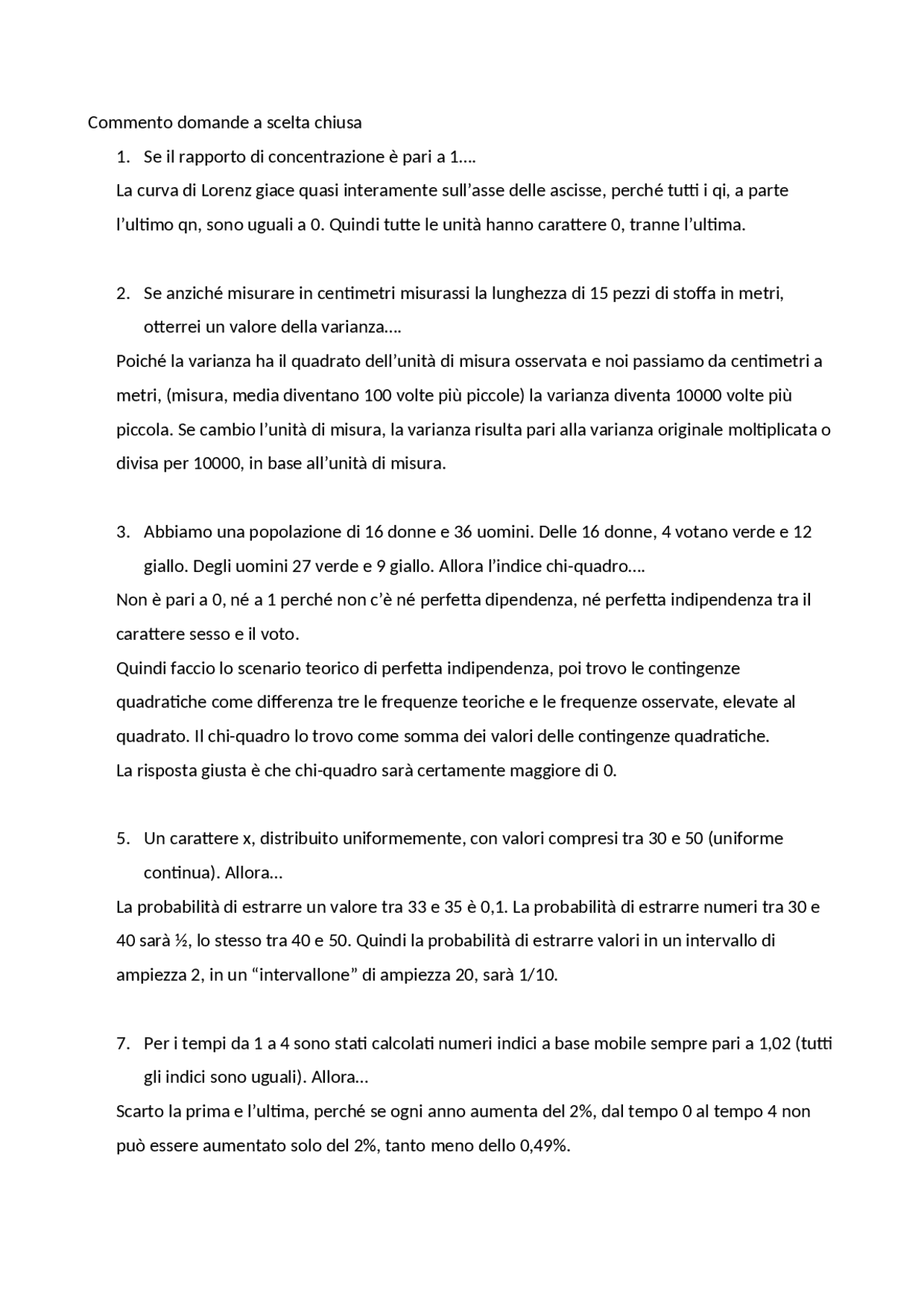 Simulazione domande d'esame | Esercizi di Statistica | Docsity