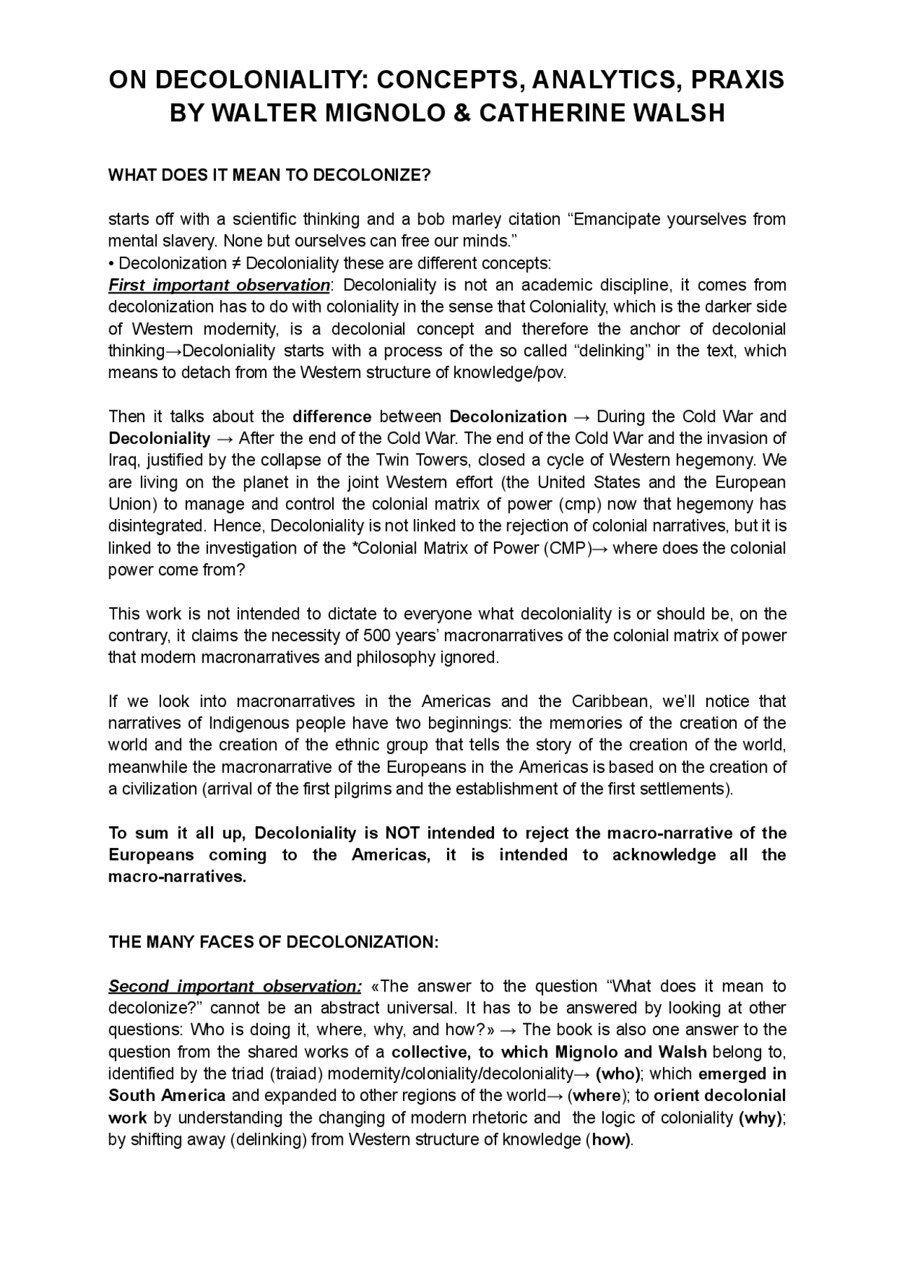 ON DECOLONIALITY BY WALTER MIGNOLO & CATHERINE WALSH | Appunti di ...