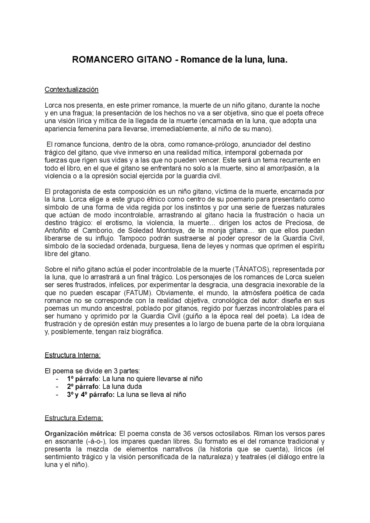 Comentario de texto sobre el poema Romancero Gitano | Ejercicios de Literatura Universal | Docsity