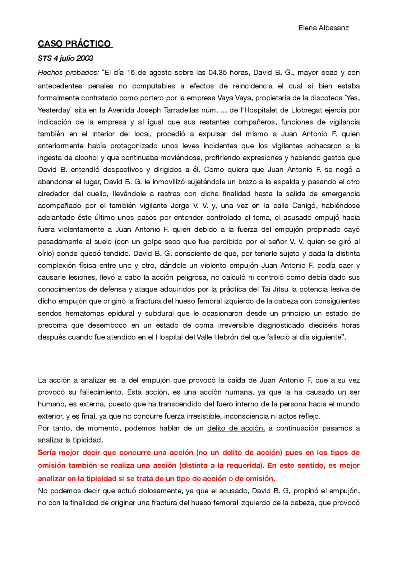 Caso Práctico Resuelto Ejercicios De Derecho Penal Docsity