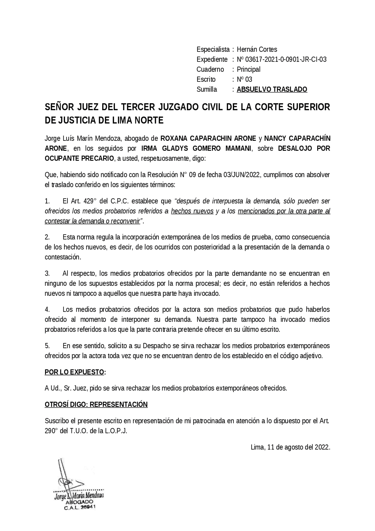 MEDIOS PROBATORIOS EXTEMPORANOS | Resúmenes de Derecho | Docsity