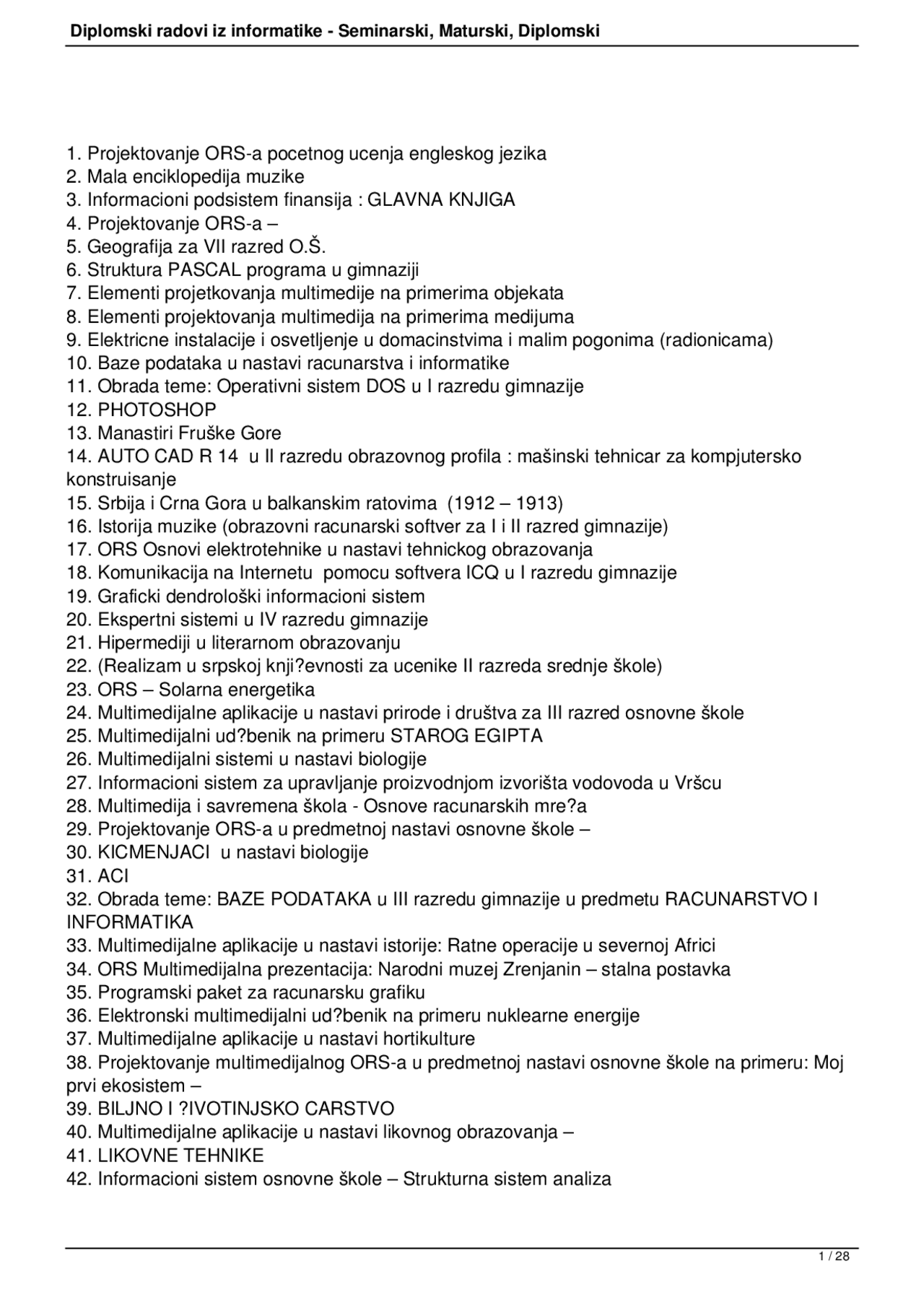 Diplomski Radovi Iz Informatike Skripte Predlog Projektovanje Docsity