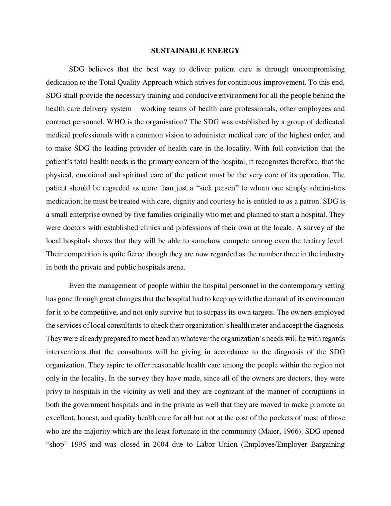 Sustainable Energy and It's Role | Essays (university) English Language | Docsity