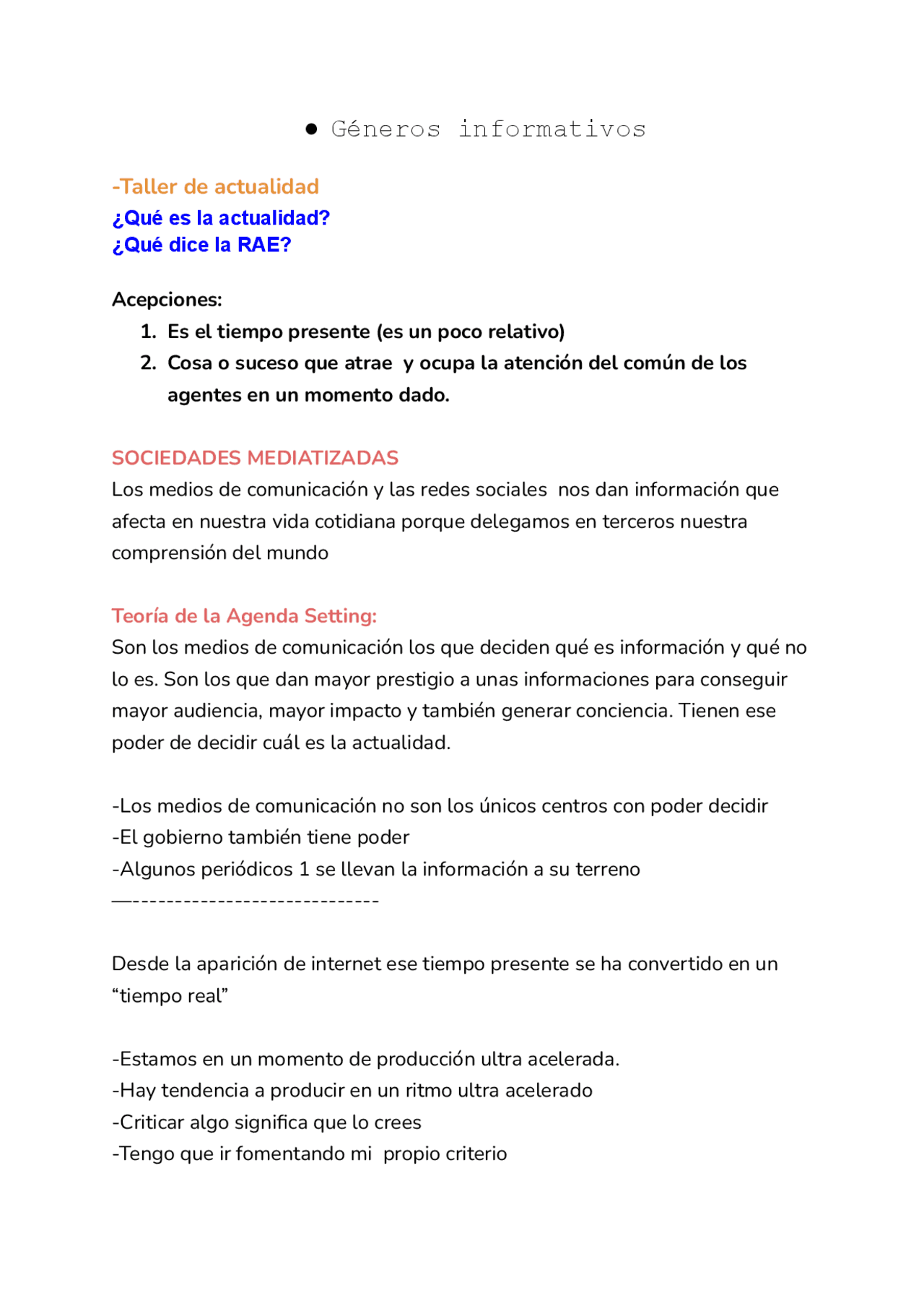 Apuntes De Géneros Informativos Apuntes De Redacción De