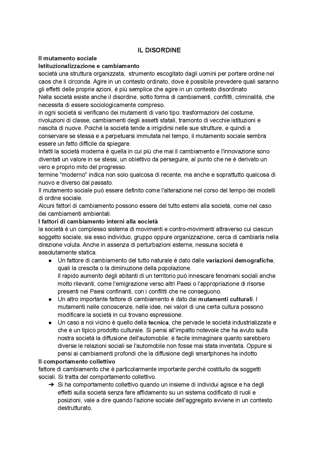 Il Disordine Sociale Appunti Di Scienze Umane Docsity