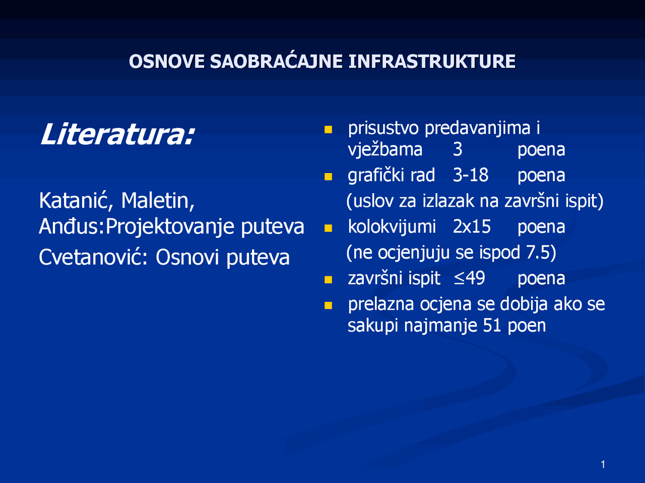 Osnove Saobraćajne Infrastrukture Ispiti Predlog Projektovanje Docsity