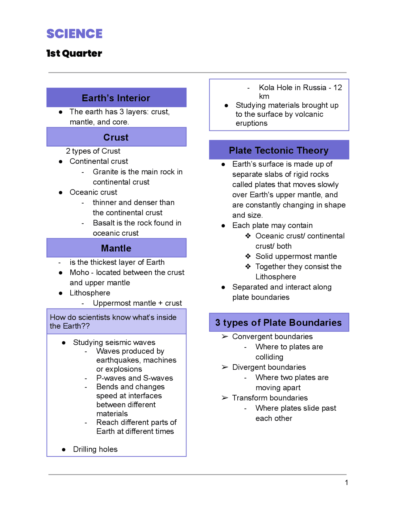 Science Lecture Summary Lecture Notes Earth Science Docsity