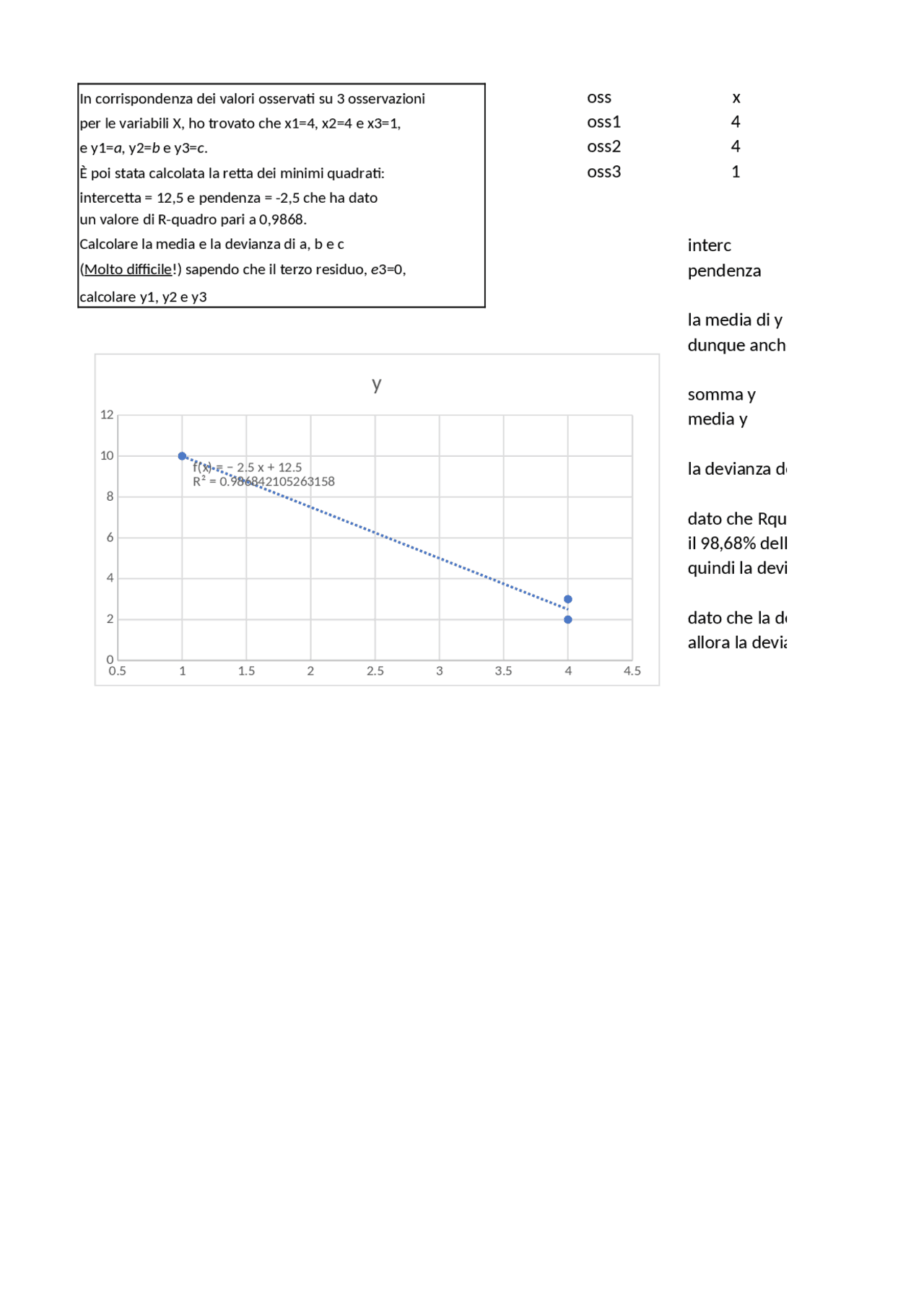 Esercizio Su Devianza E Media Esercizi Di Statistica Docsity