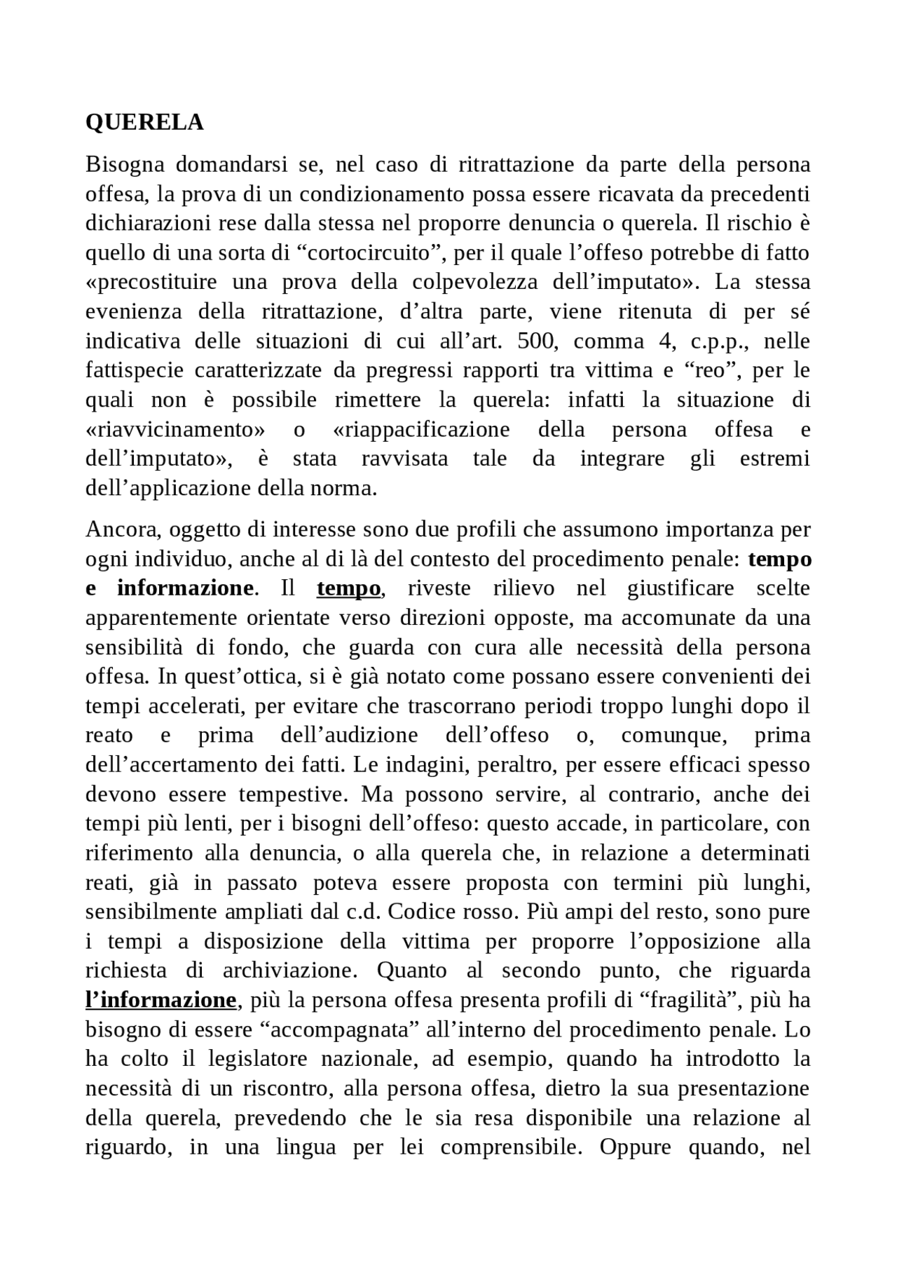 Querela, sistema penale e tutela della vulnerabilità | Appunti di ...