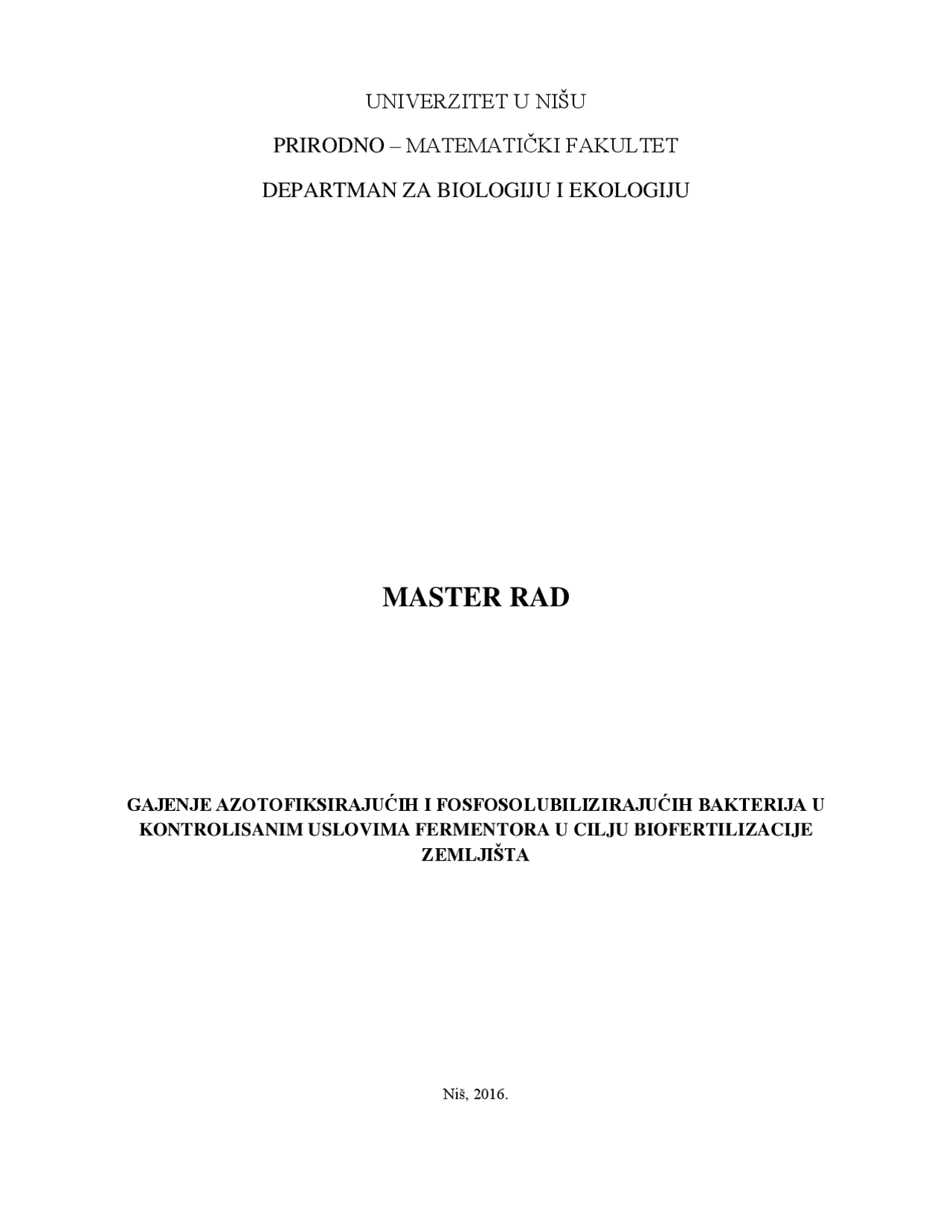 MASTER RAD | Rezime od Mikrobiologija | Docsity