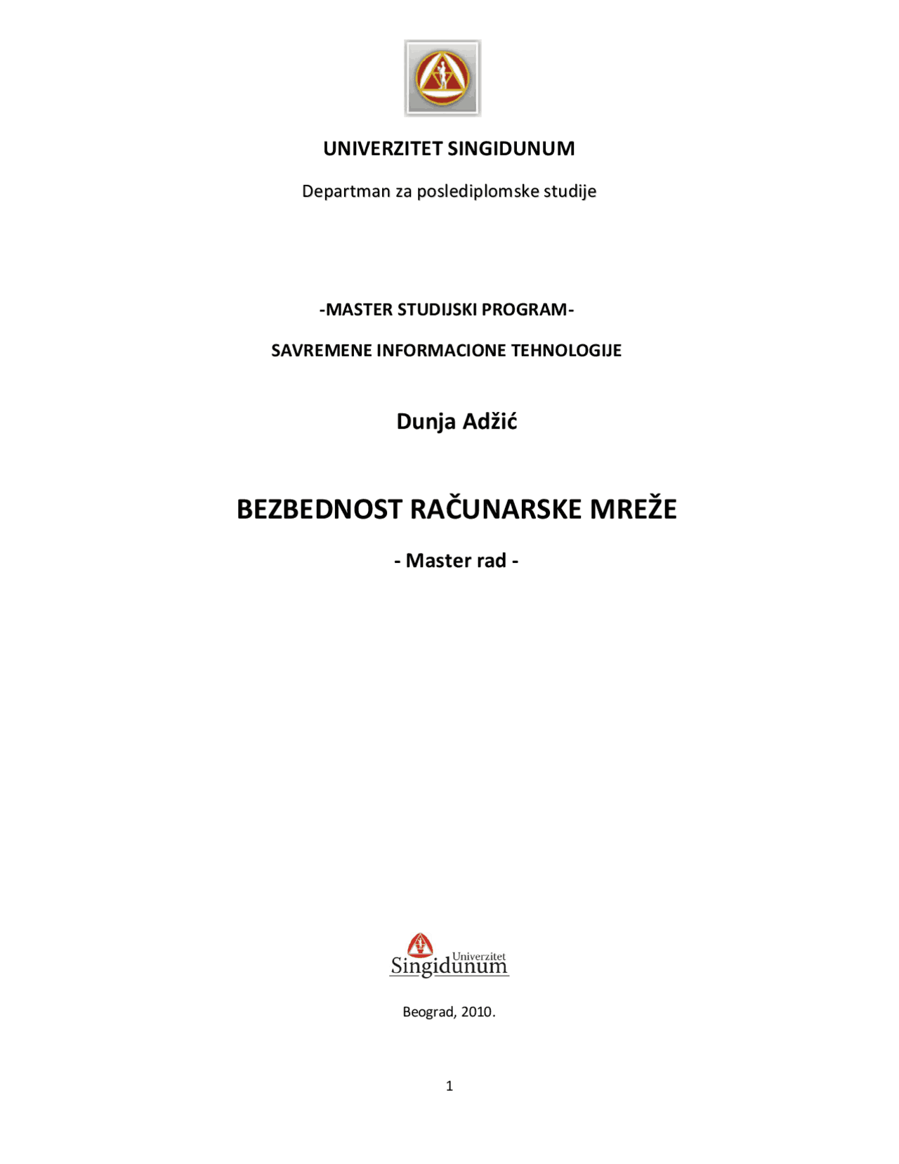 BEZBEDNOST RAČUNARSKE MREŽE | Rezime' predlog Menadžment | Docsity