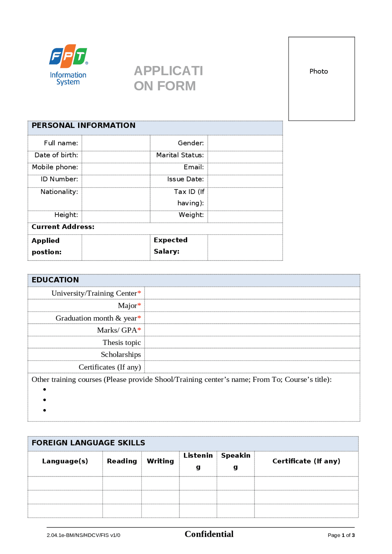 Fpt application form | Study notes Plant pathology | Docsity