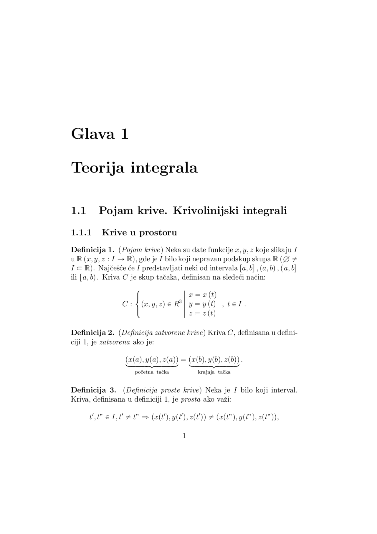 Glava 1 Teorija integrala | Slajdovi' predlog Matematika 3 | Docsity